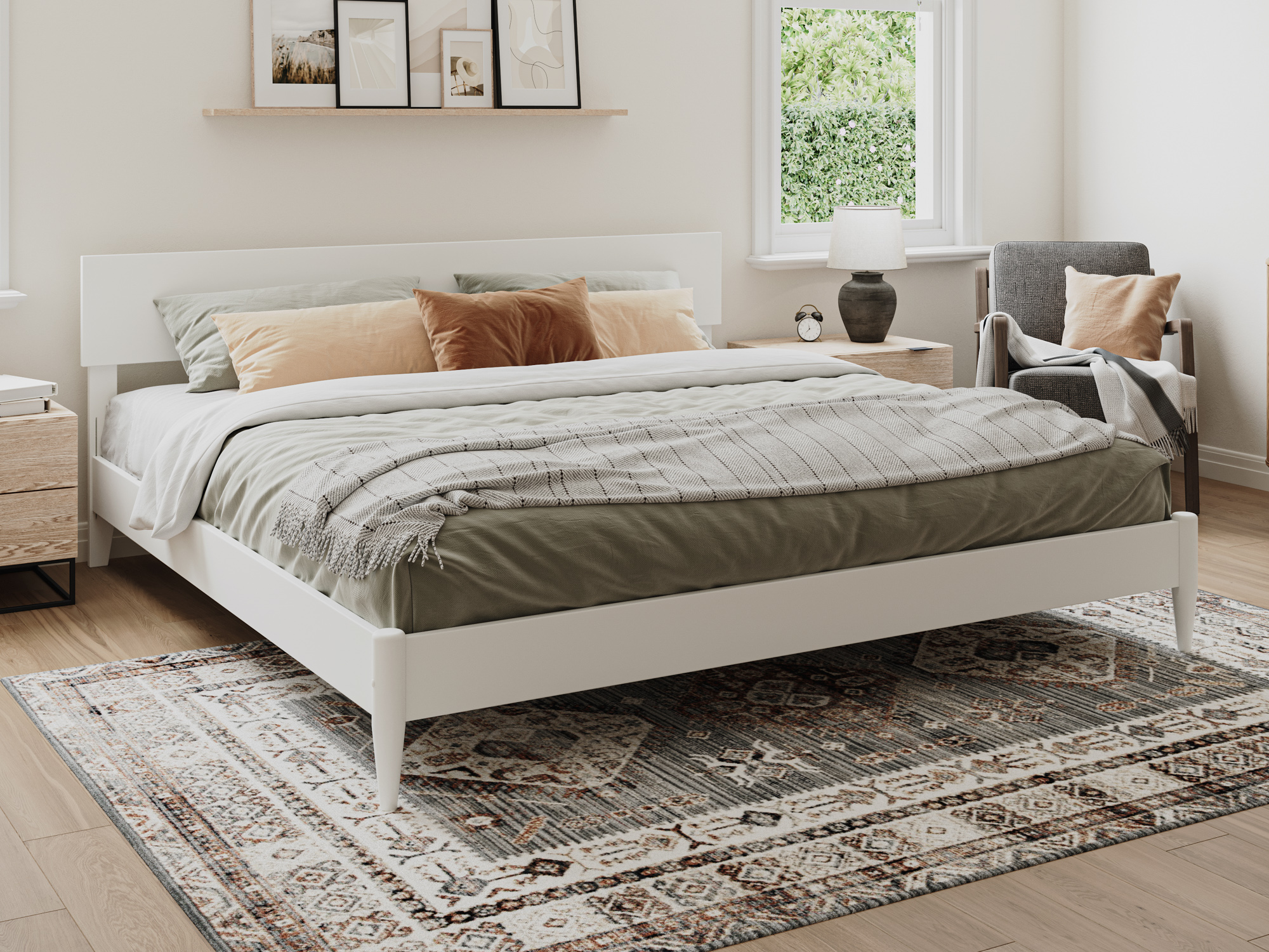 Greatime B1142 Modern Platform Bed, King, White - Walmart.com