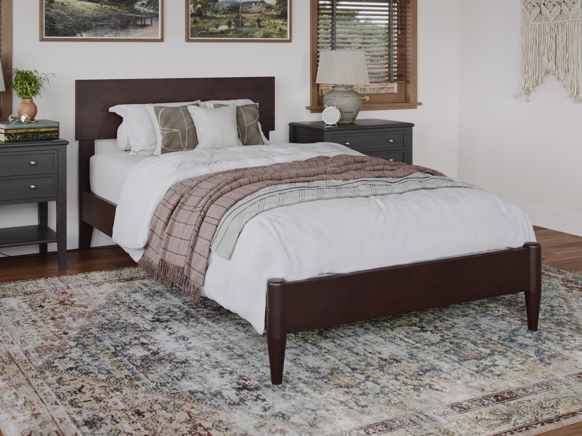 AFI Aria Twin XL Modern Solid Wood Low Profile Platform Bed, Espresso ...