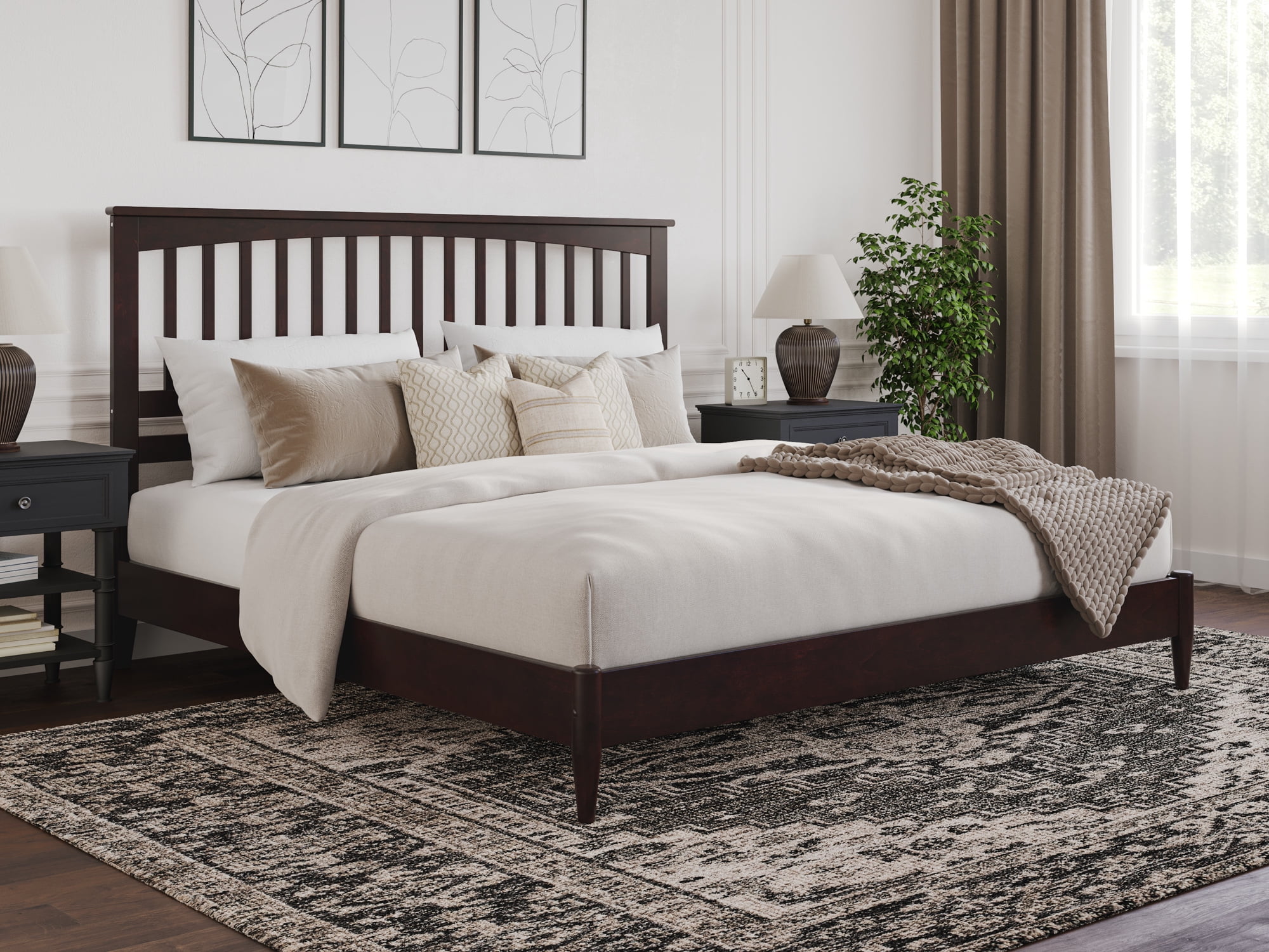 AFI Becket King Solid Wood Low Profile Platform Bed, Espresso - Walmart.com