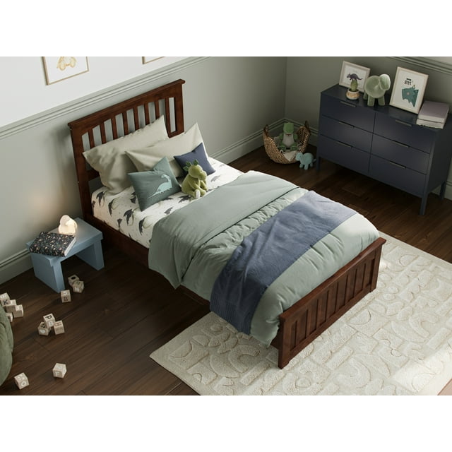 AFI Becket Twin Solid Wood Low Profile Platform Bed with Matching ...