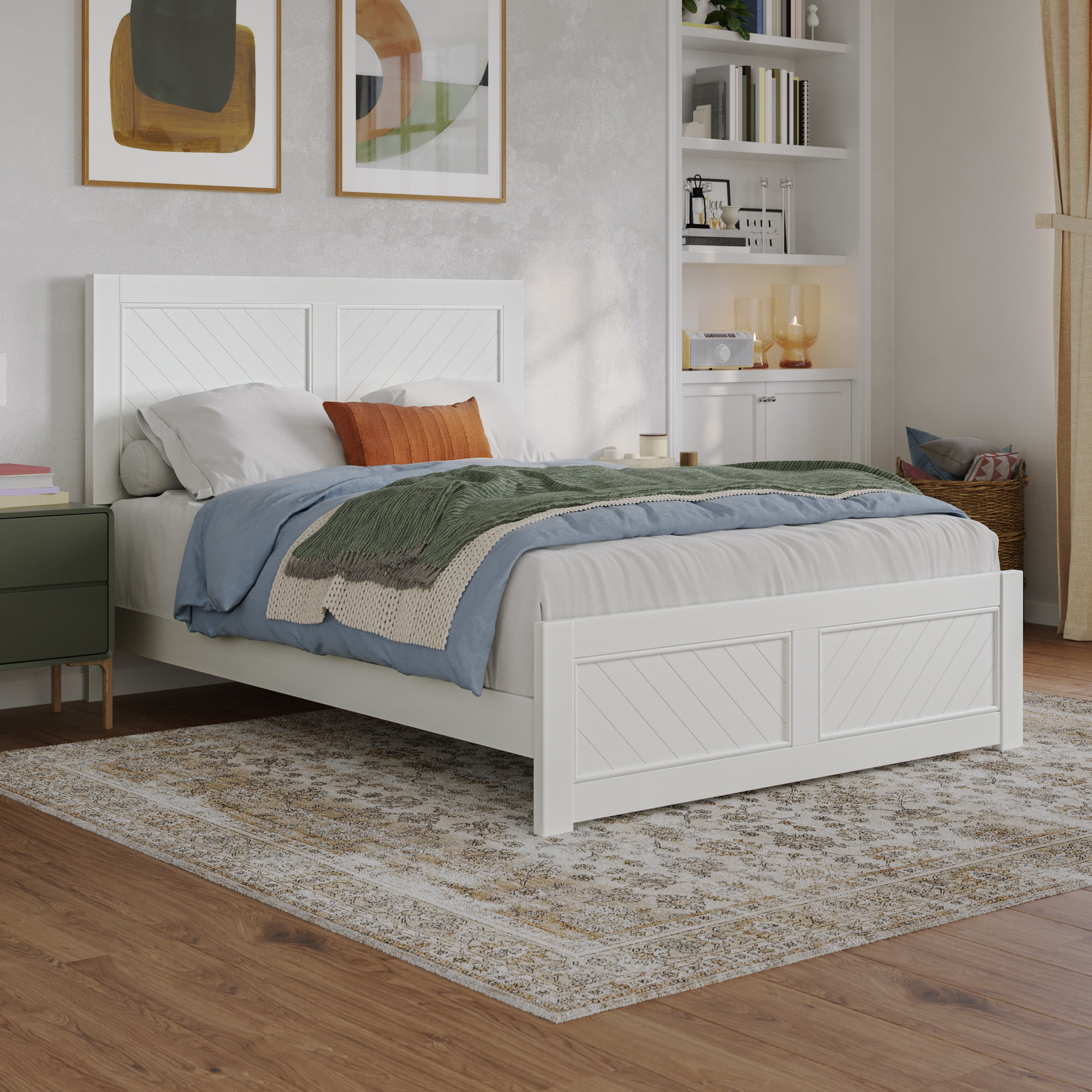 AFI Berkshire Full Wood Low Profile Platform Bed with Matching ...