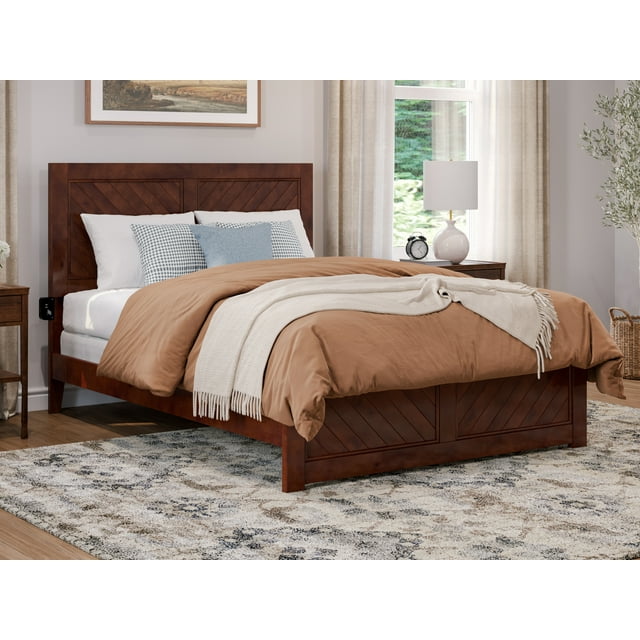 AFI Canyon Walnut Solid Wood Foundation Bed Frame with Matching ...