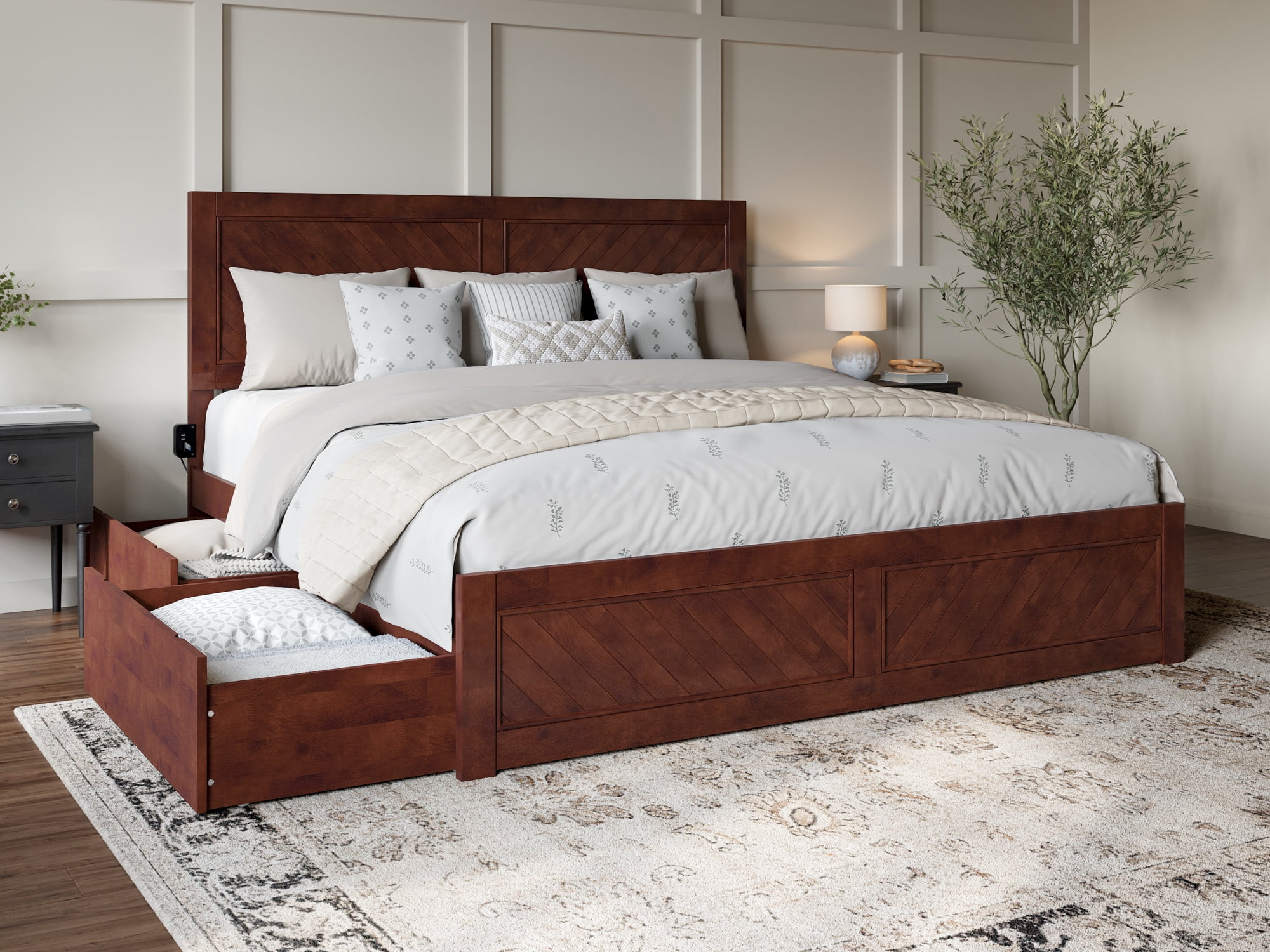 AFI Canyon Walnut Solid Wood Platform Bed with Matching Footboard ...