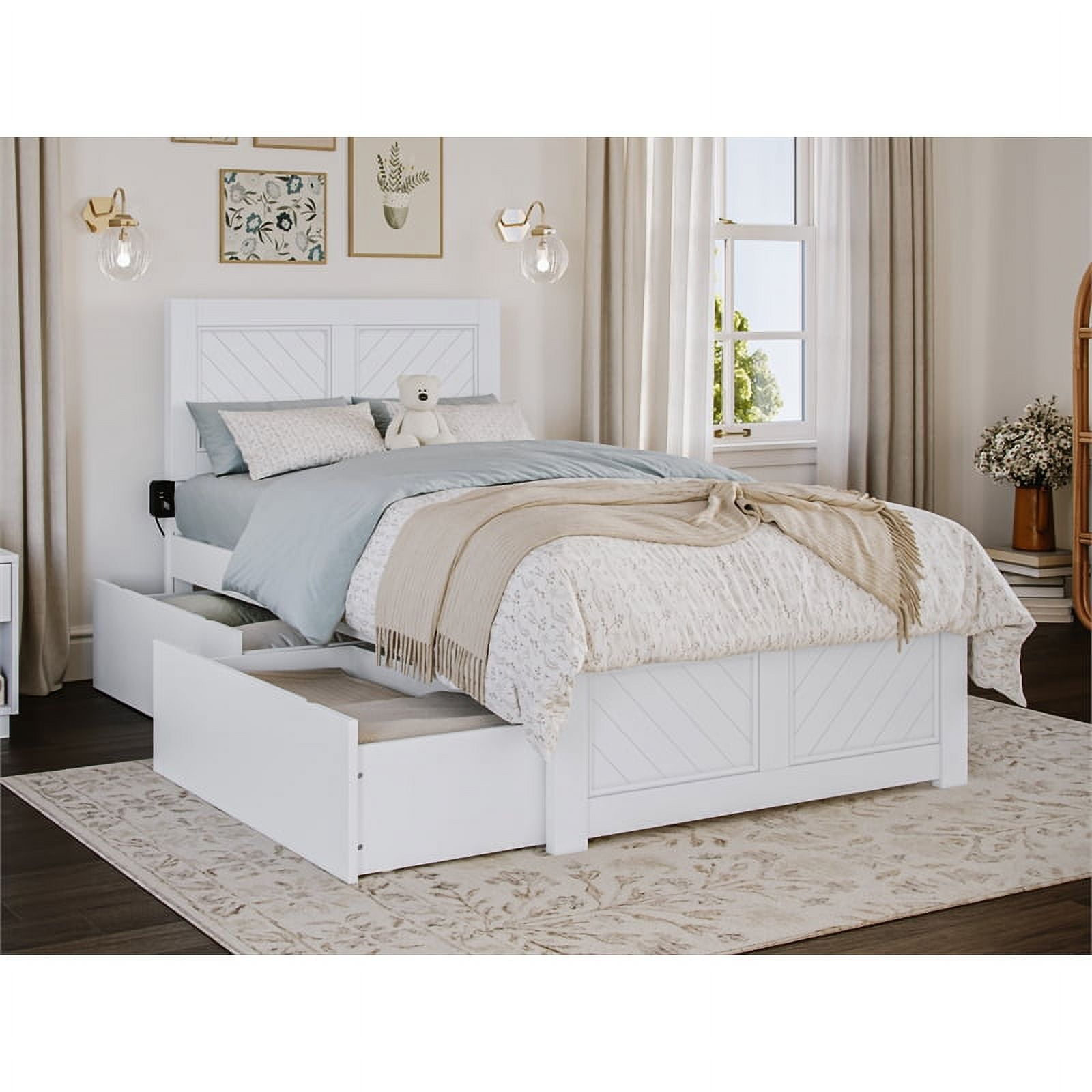 AFI Canyon White Solid Wood Platform Bed with Matching Footboard ...
