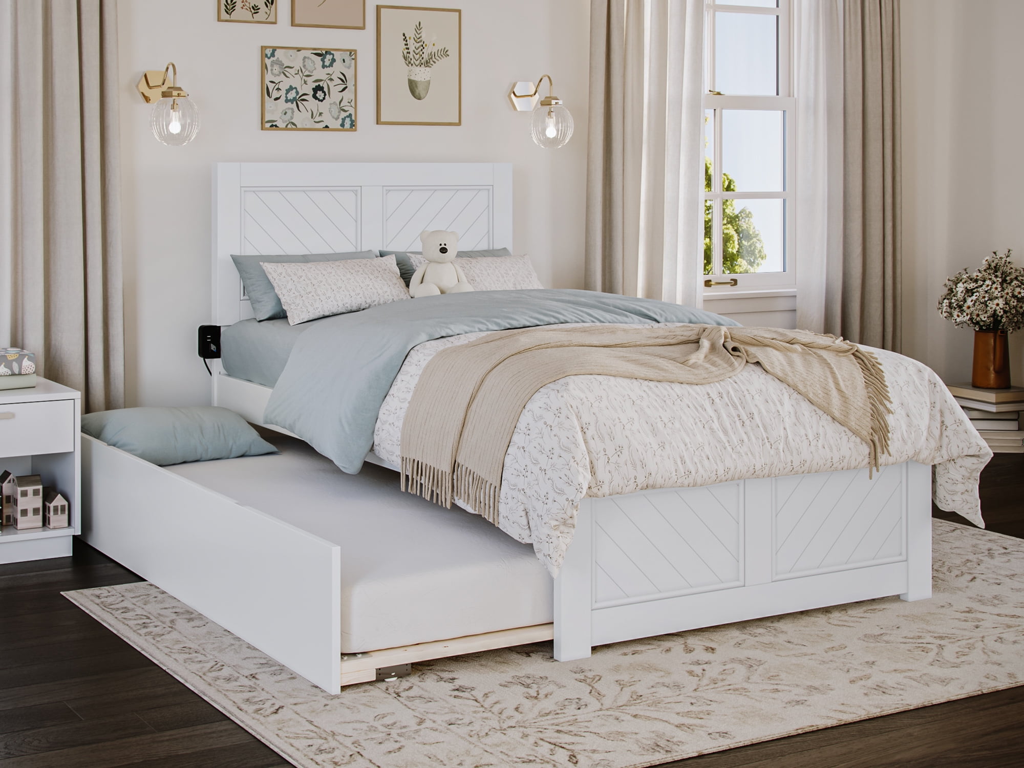 AFI Canyon White Solid Wood Platform Bed with Matching Footboard & Twin ...