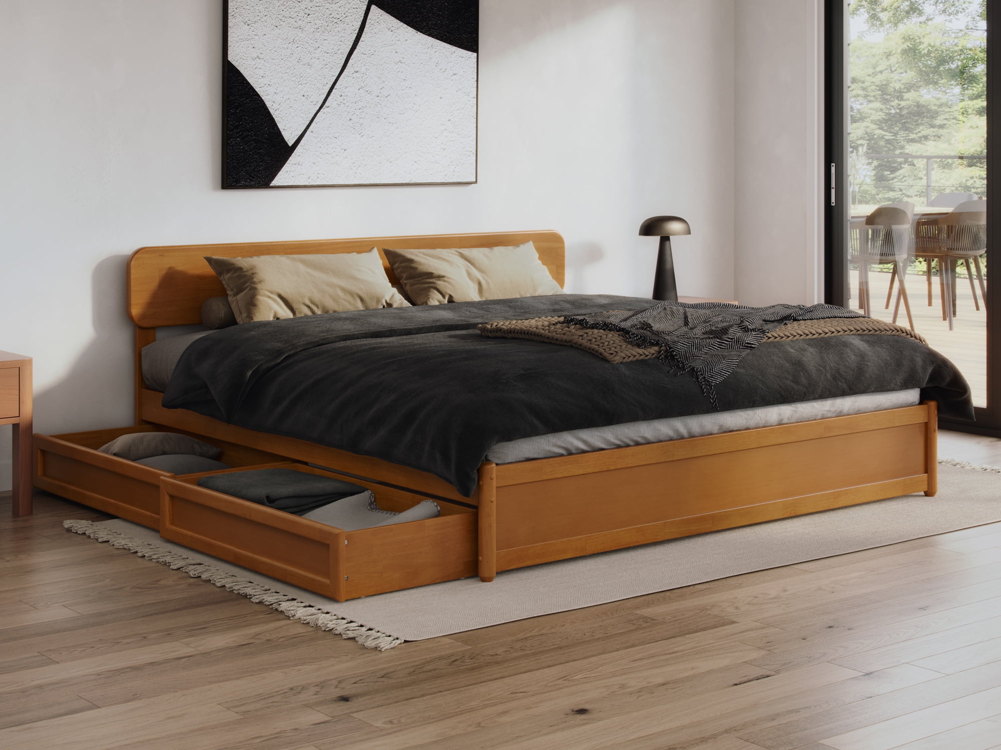 AFI Capri King Wood Platform Bed with Panel Footboard and Storage ...