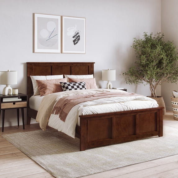 AFI Charlotte Full Solid Wood Low Profile Platform Bed with Matching ...