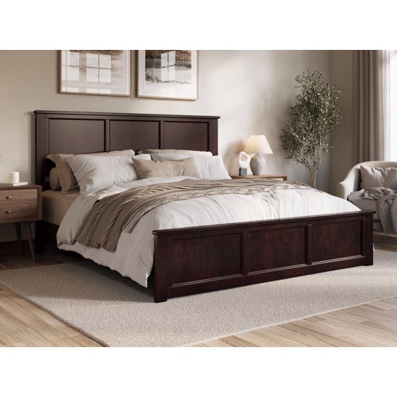 AFI Charlotte King Solid Wood Low Profile Platform Bed with Matching ...