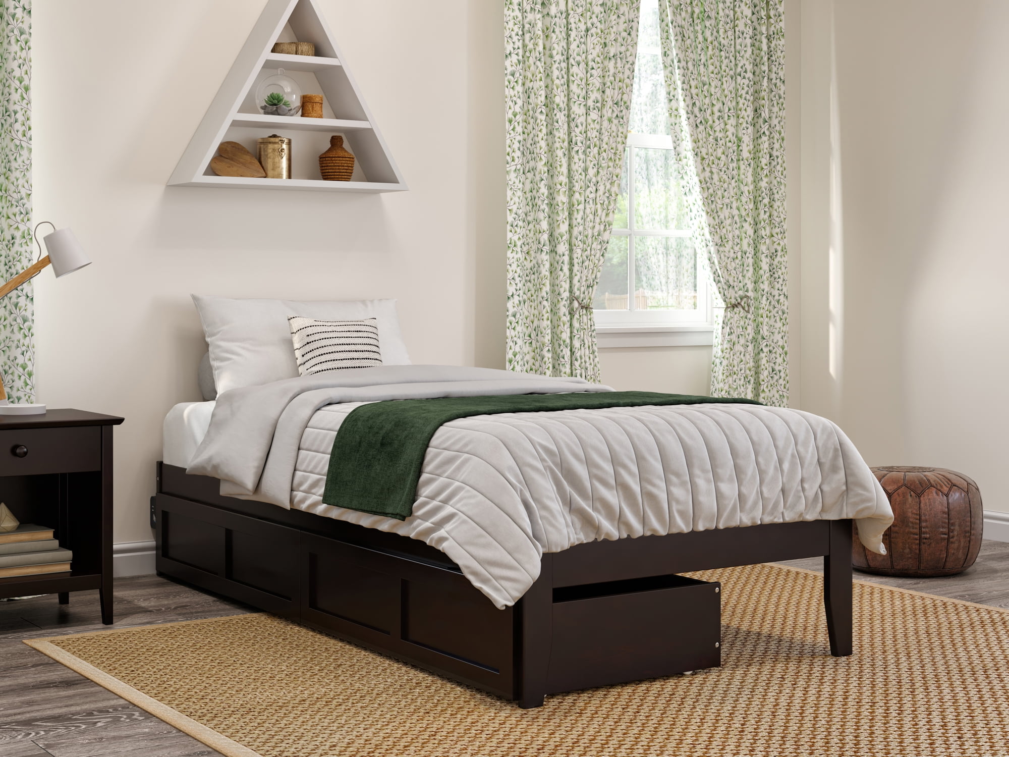 AFI Colorado 14" Twin XL Wood Platform Bed Frame with Set of 2 Storage ...