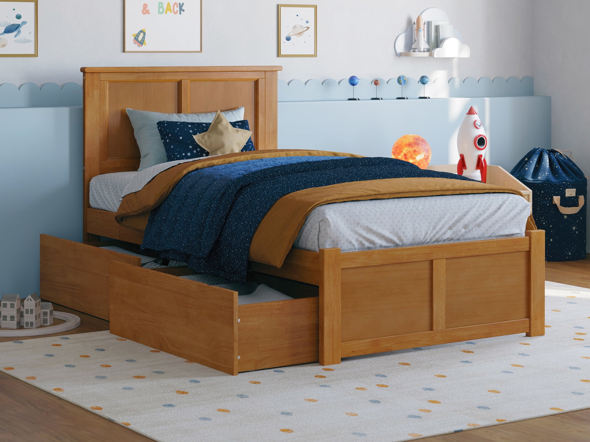 AFI Madison Twin Wood Platform Bed with Footboard and Storage Drawers ...
