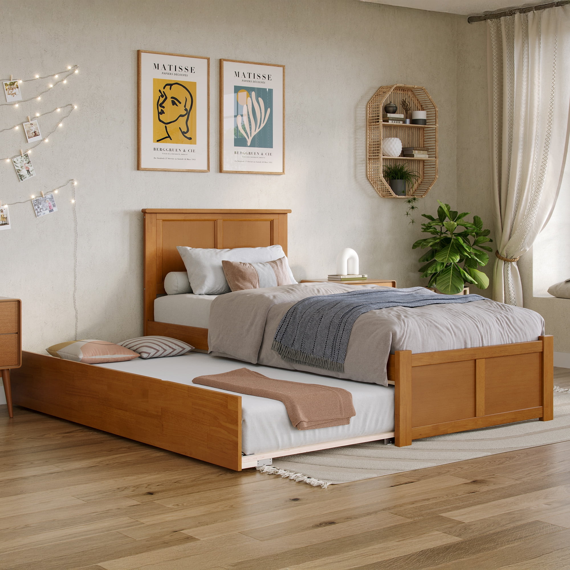 AFI Madison Twin XL Wood Platform Bed with Footboard and Twin XL ...