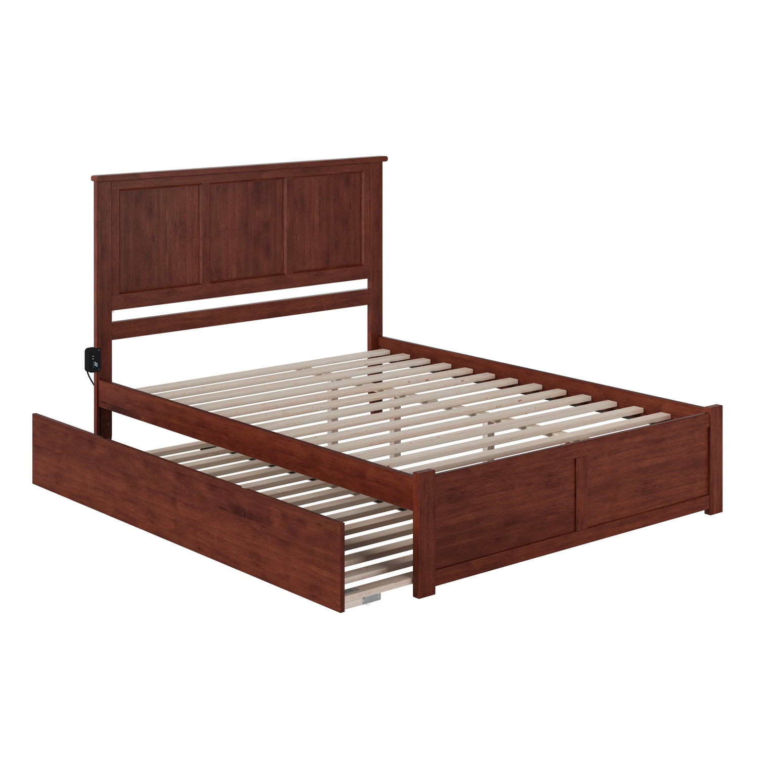 Madison Wood King Platform Bed with Footboard and Twin XL Trundle in ...