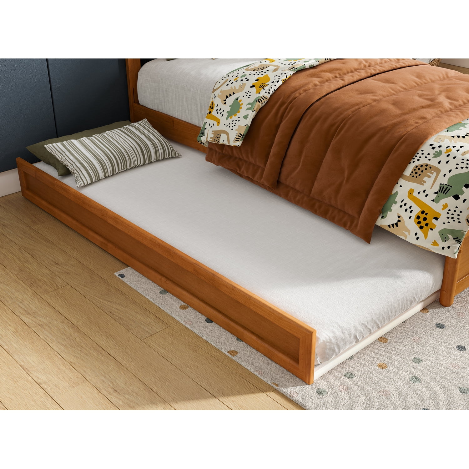 AFI, Mid-Century Modern Trundle Bed, Twin, Light Toffee - Walmart.com