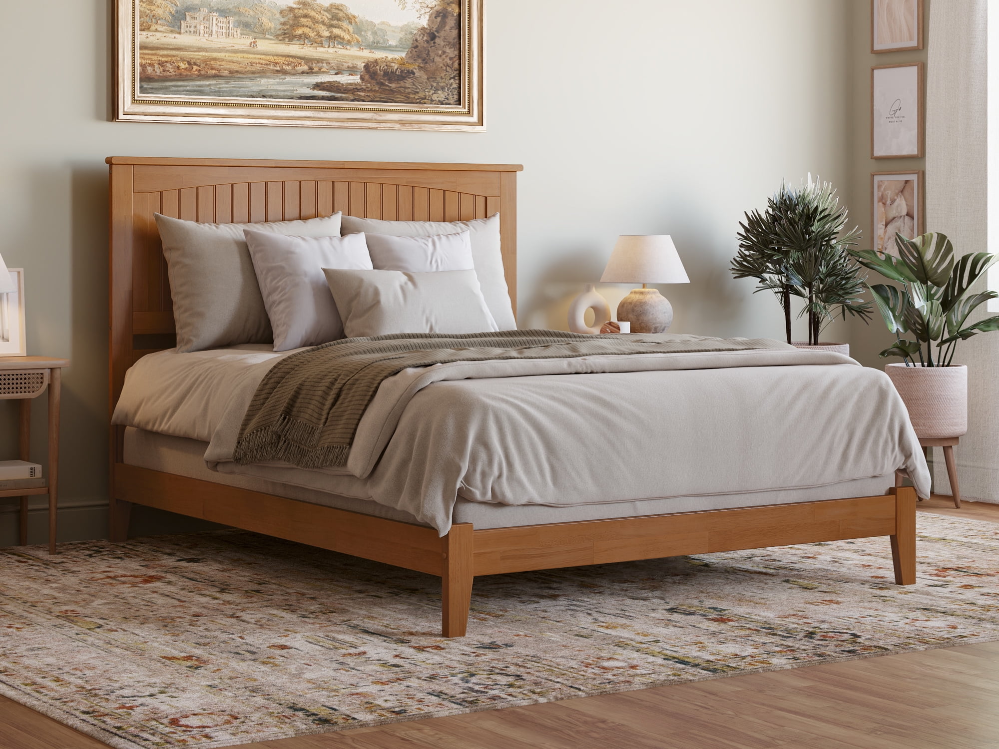 AFI Nantucket Queen Solid Wood Foundation Bed, Light Toffee - Walmart.com