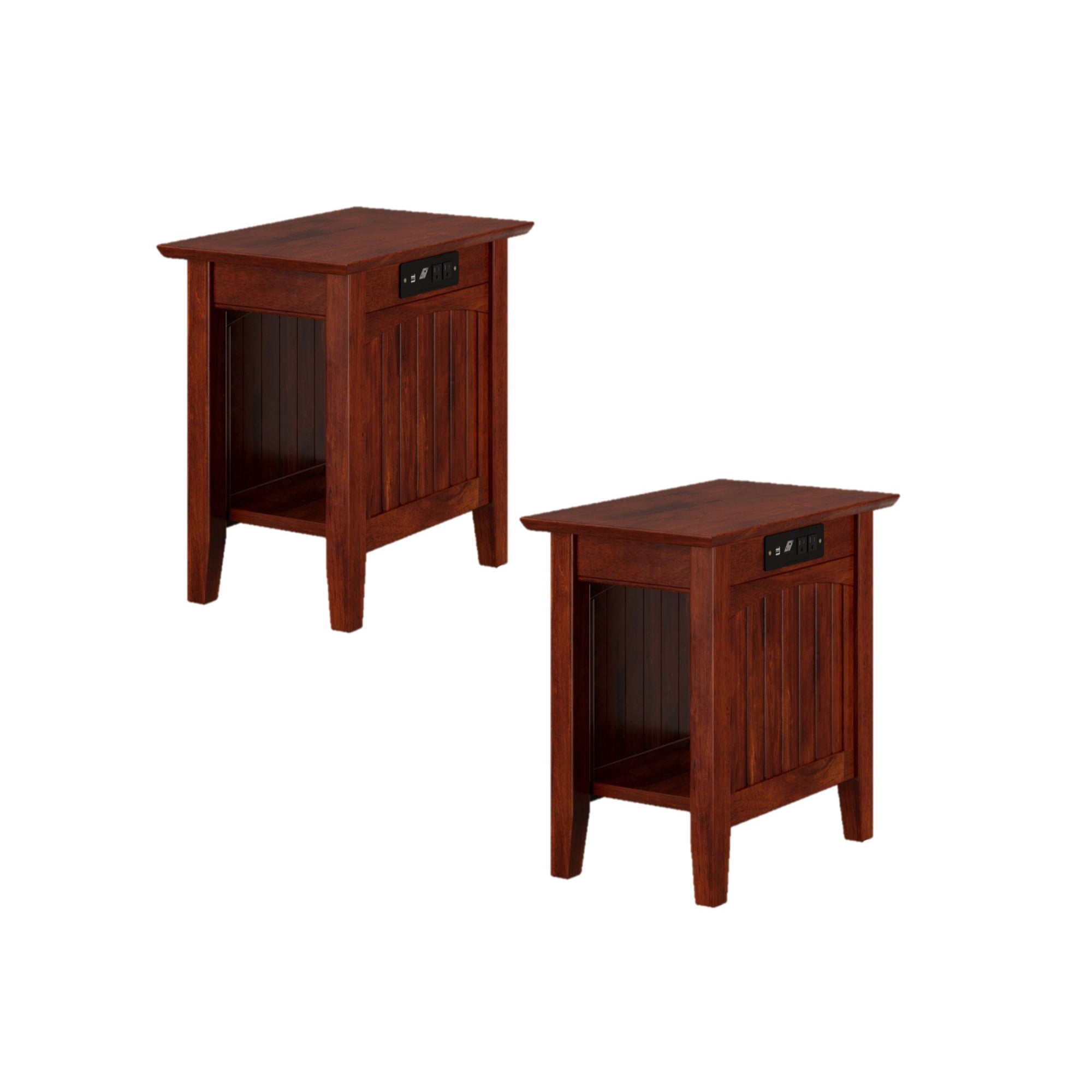 AFI Nantucket Solid Hardwood Side Table with USB Charger Set of 2 ...