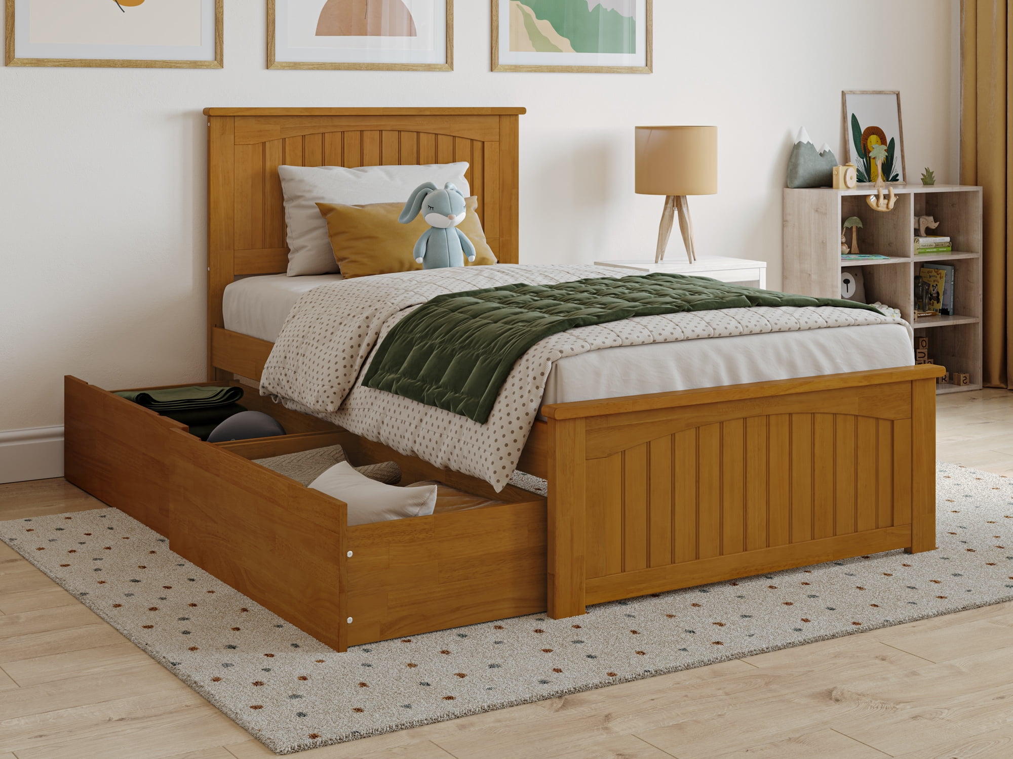 AFI Nantucket Twin Platform Bed with Matching Footboard and Storage ...