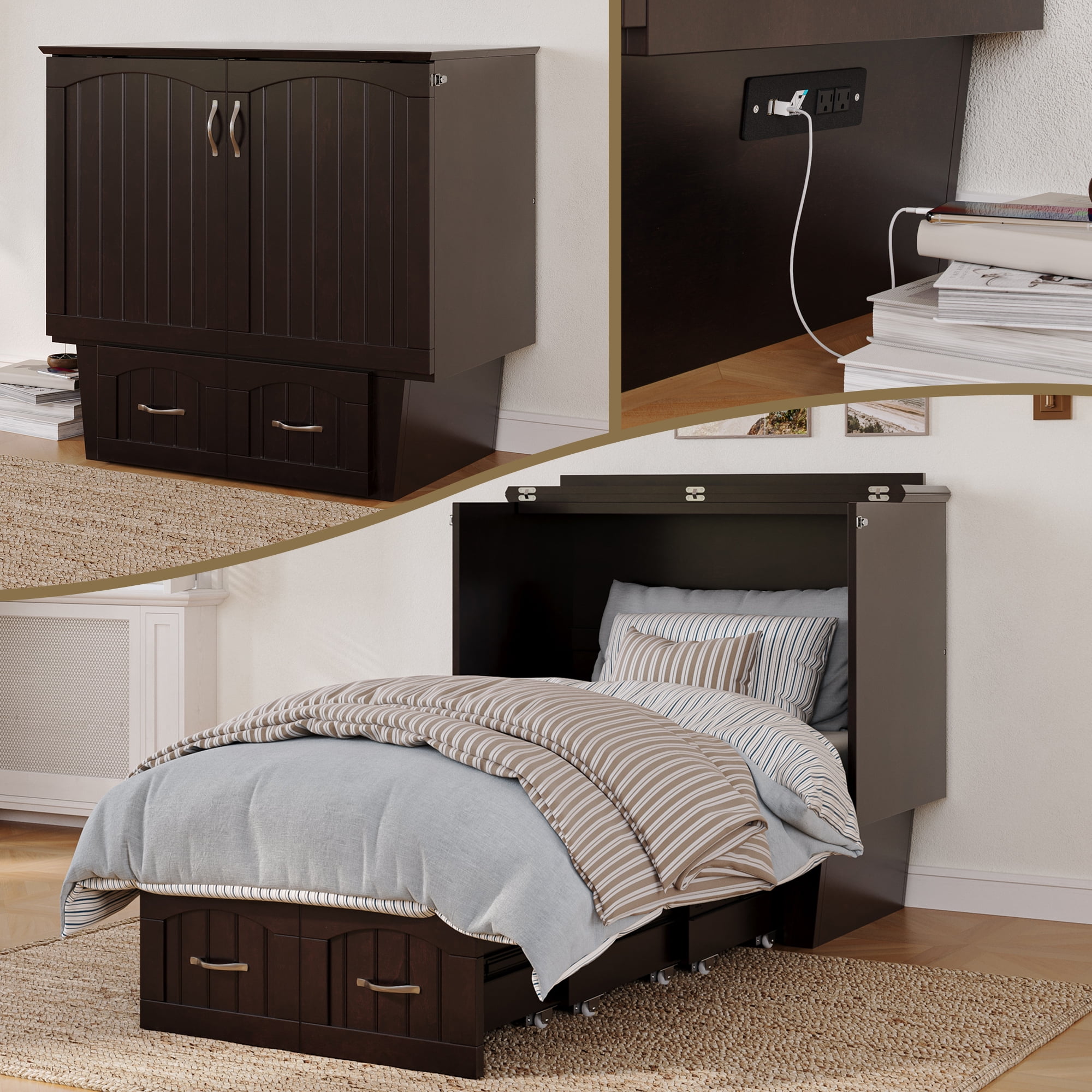 Free Shipping! AFI Nantucket Twin Murphy Bed Chest with Mattress ...