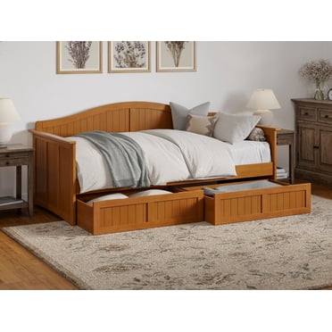 AFI Acadia Wood Twin Size Daybed Frame with 2 Storage Drawers White ...