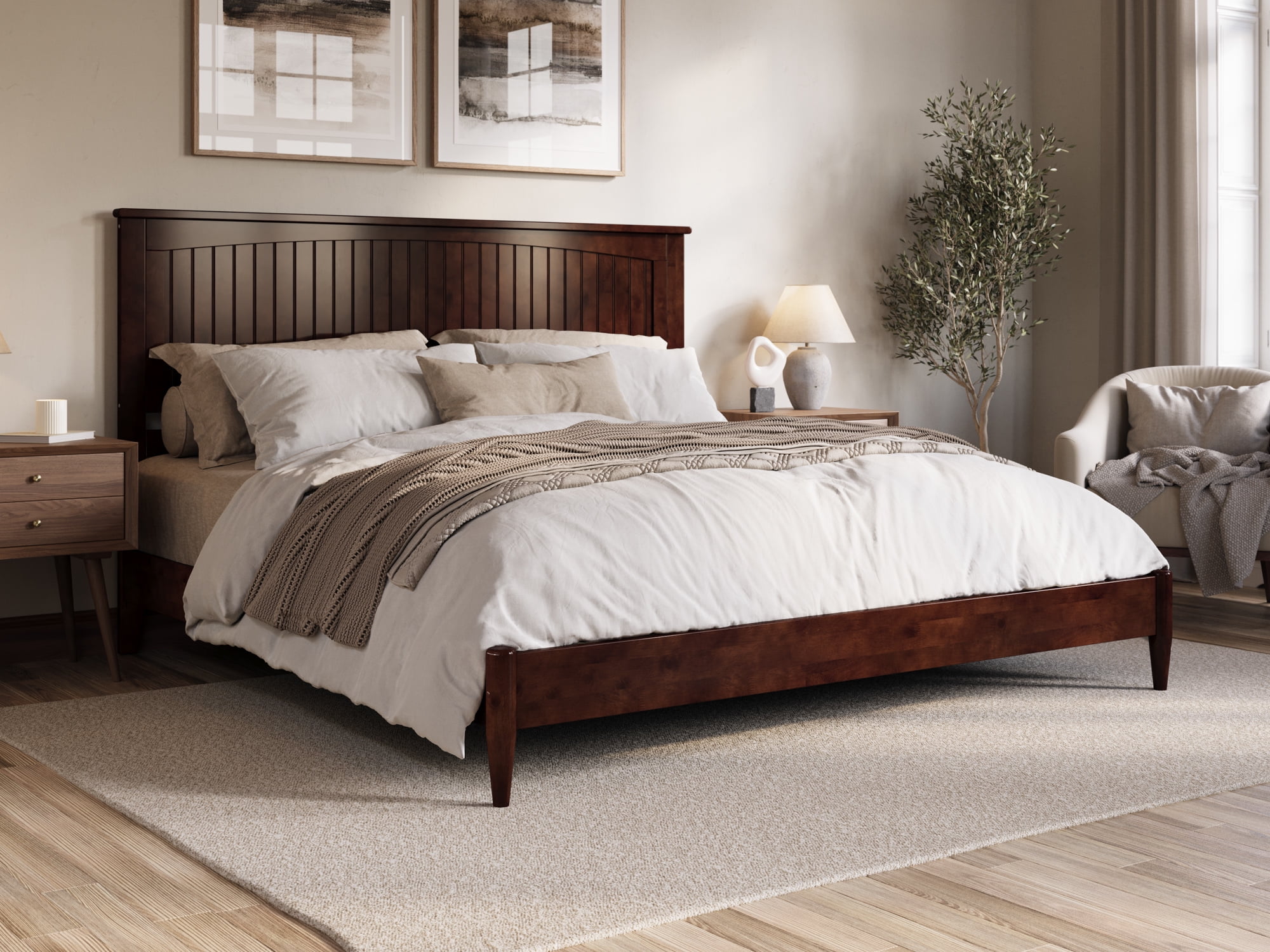 AFI Naples King Solid Wood Low Profile Platform Bed, Walnut - Walmart.com