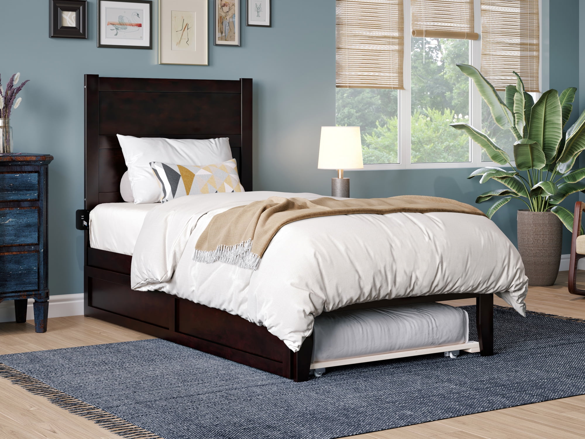 AFI NoHo 14" Twin Wood Platform Bed Frame with Twin Trundle, Espresso ...