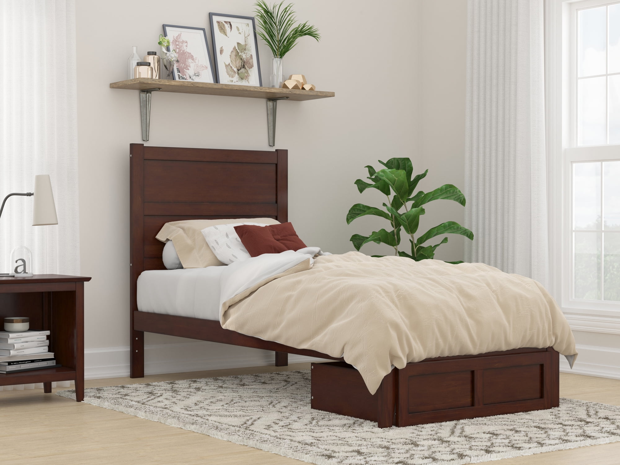 AFI NoHo 14" Twin XL Wood Platform Bed Frame with Foot Drawer Storage ...