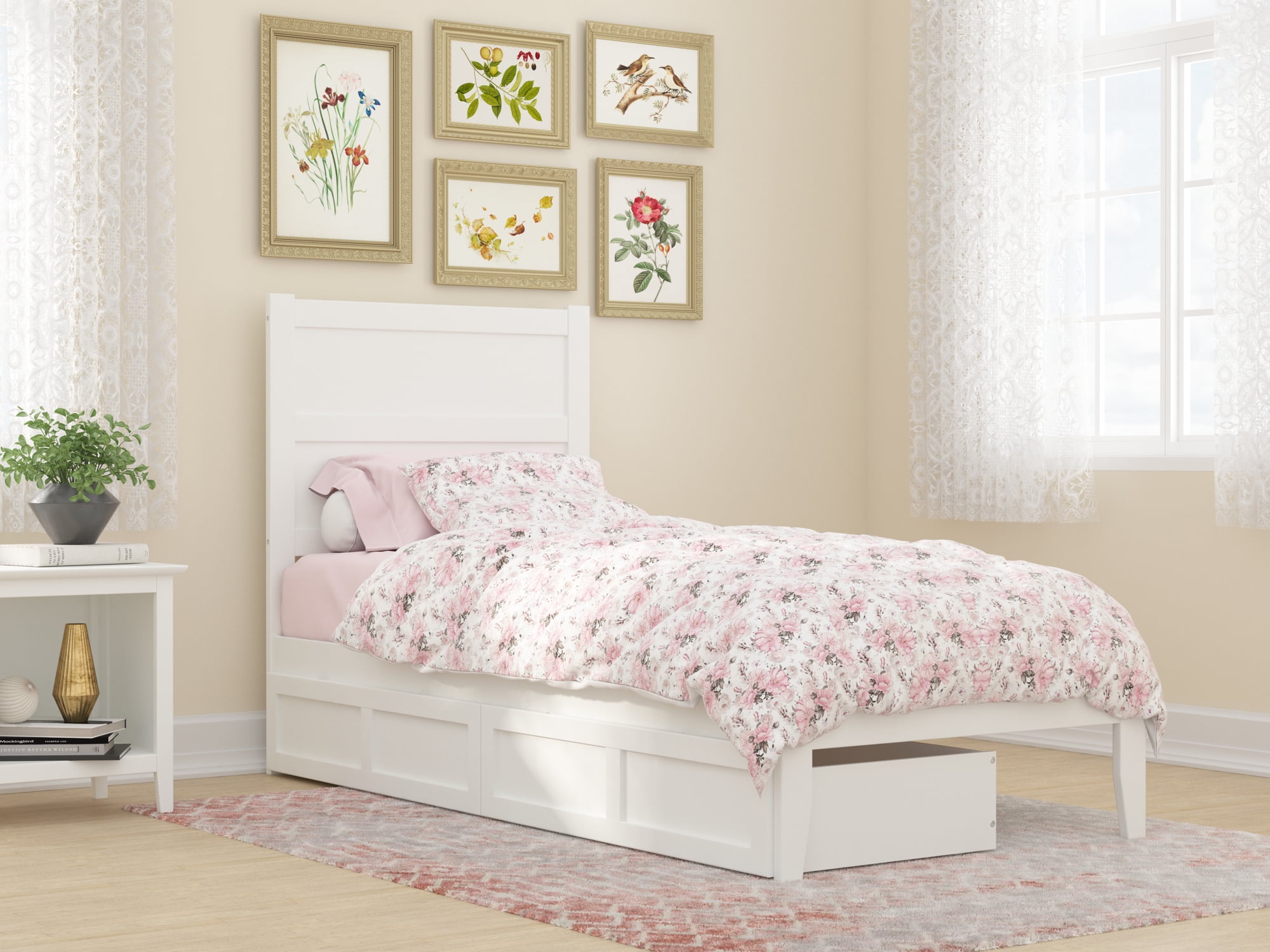 AFI NoHo 14" Twin XL Wood Platform Bed Frame with Set of 2 Storage ...