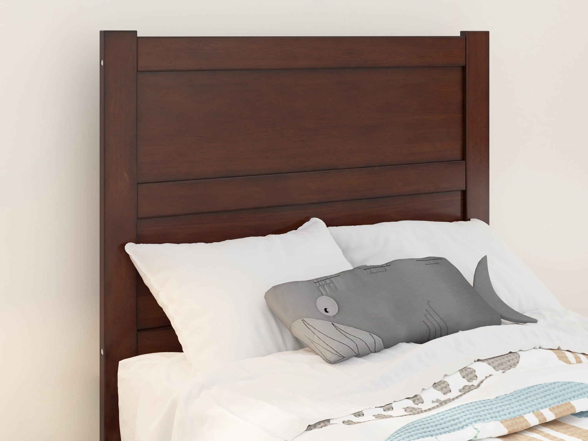 AFI NoHo Modern Panel Wood Headboard with 2 USB Ports, Twin, Walnut ...