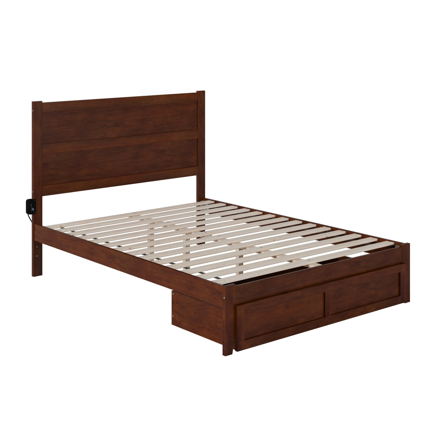 AFI NoHo Modern Wood Queen Platform Bed with Foot Drawer in Walnut ...