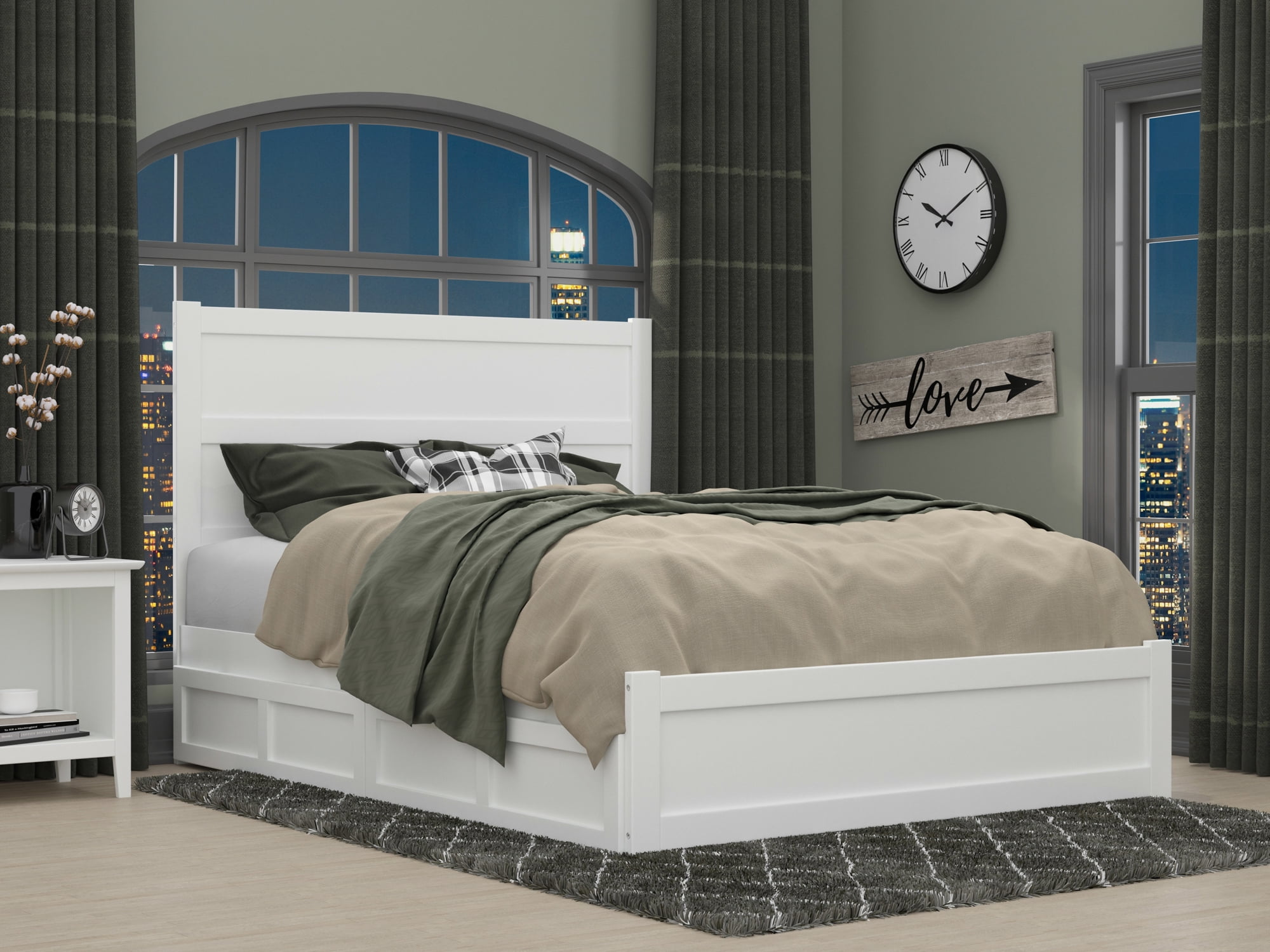 AFI NoHo Queen Wood Platform Bed with Headboard Footboard & 2 Storage ...