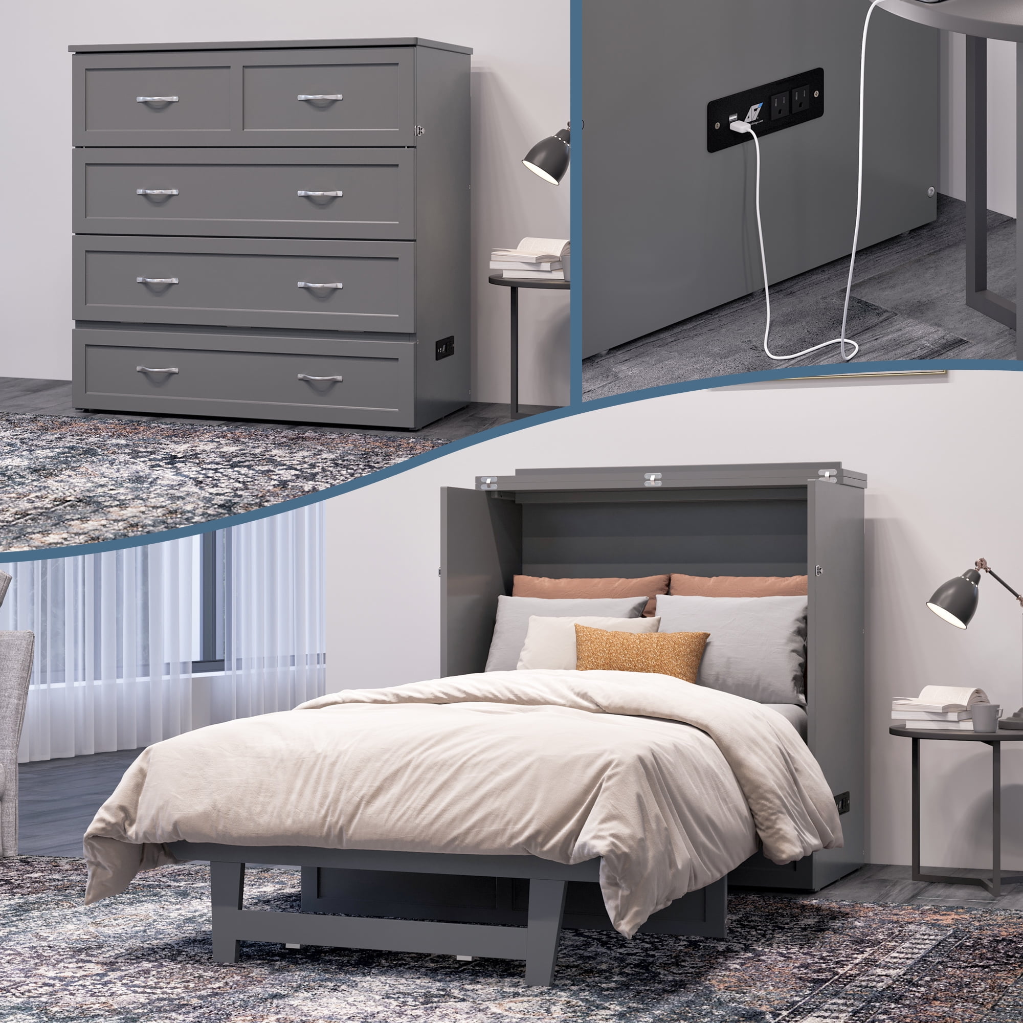 Free Shipping! AFI Northfield Twin XL Grey Murphy Bed Chest with ...