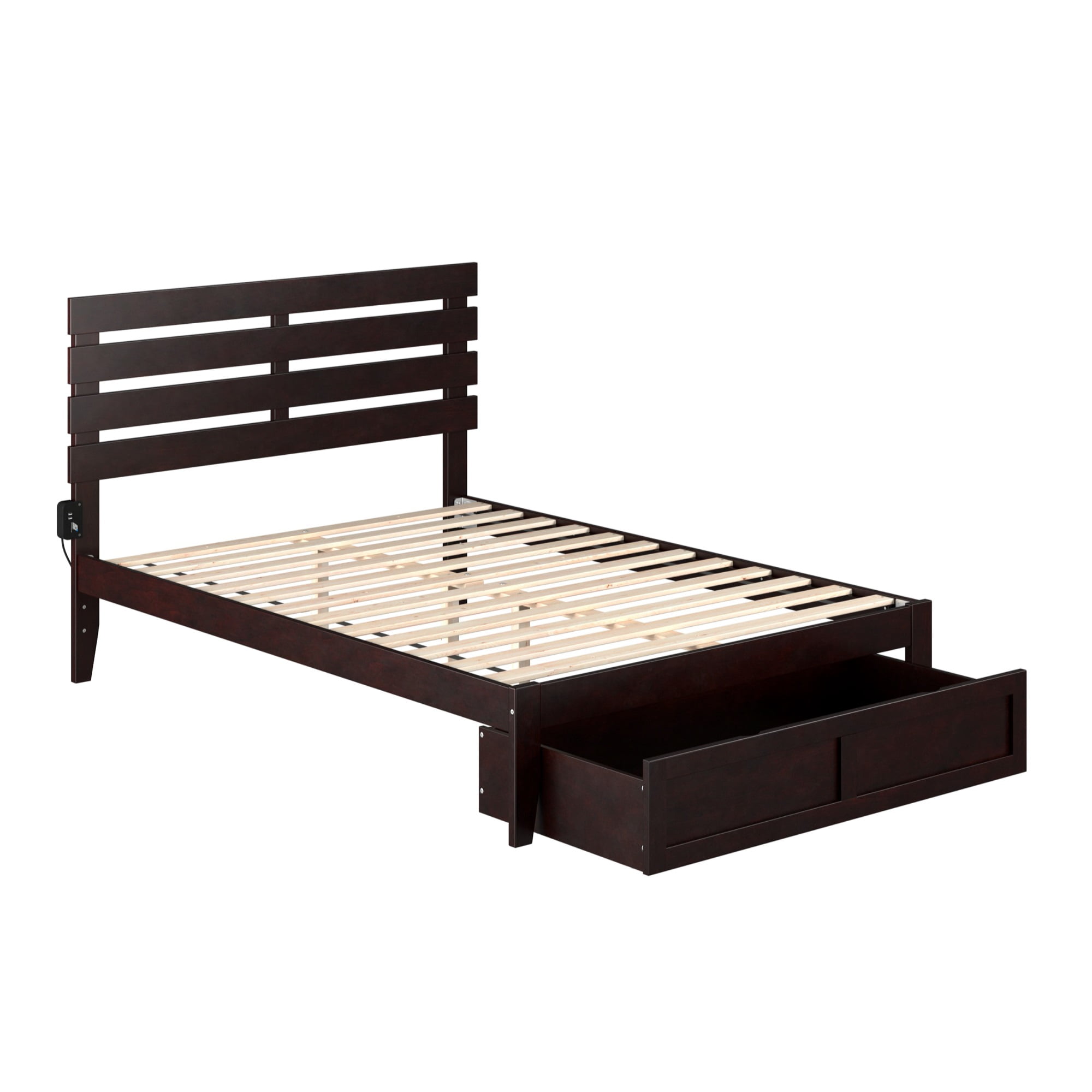 AFI Oxford Modern Wood Full Bed with Foot Drawer in Espresso - Walmart.com
