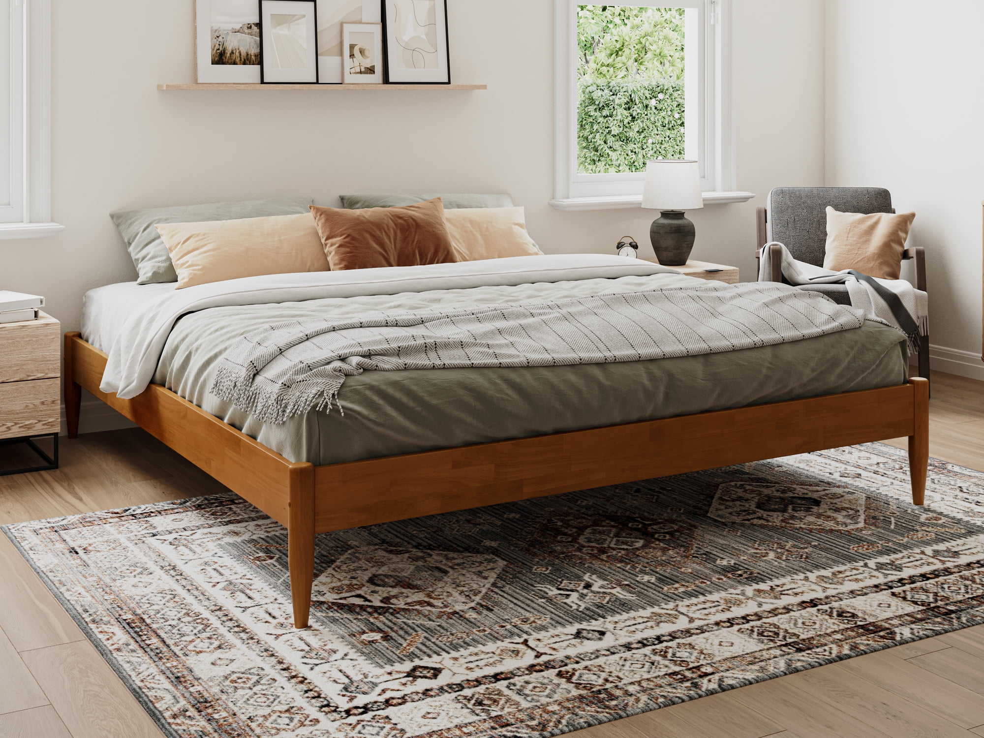 AFI Pasadena 12" Light Toffee Solid Wood Basic Platform Bed, King ...