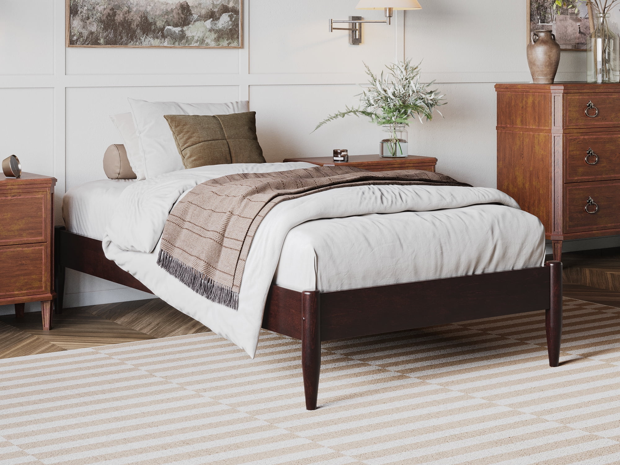 AFI Pasadena 12" Espresso Solid Wood Low Profile Platform Bed, Twin XL ...