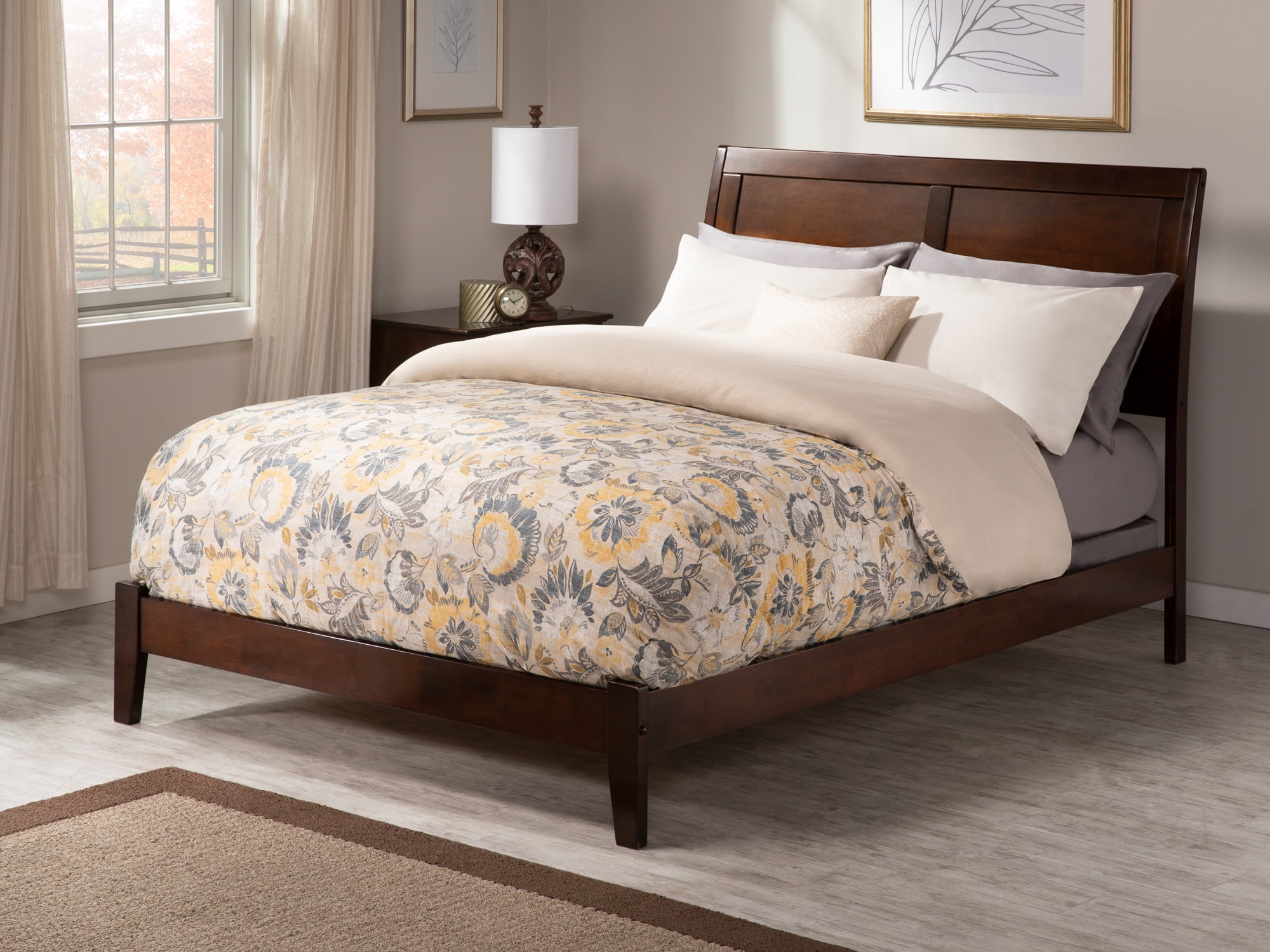 AFI Portland King Wood Traditional Bed Frame with Sleigh Headboard ...