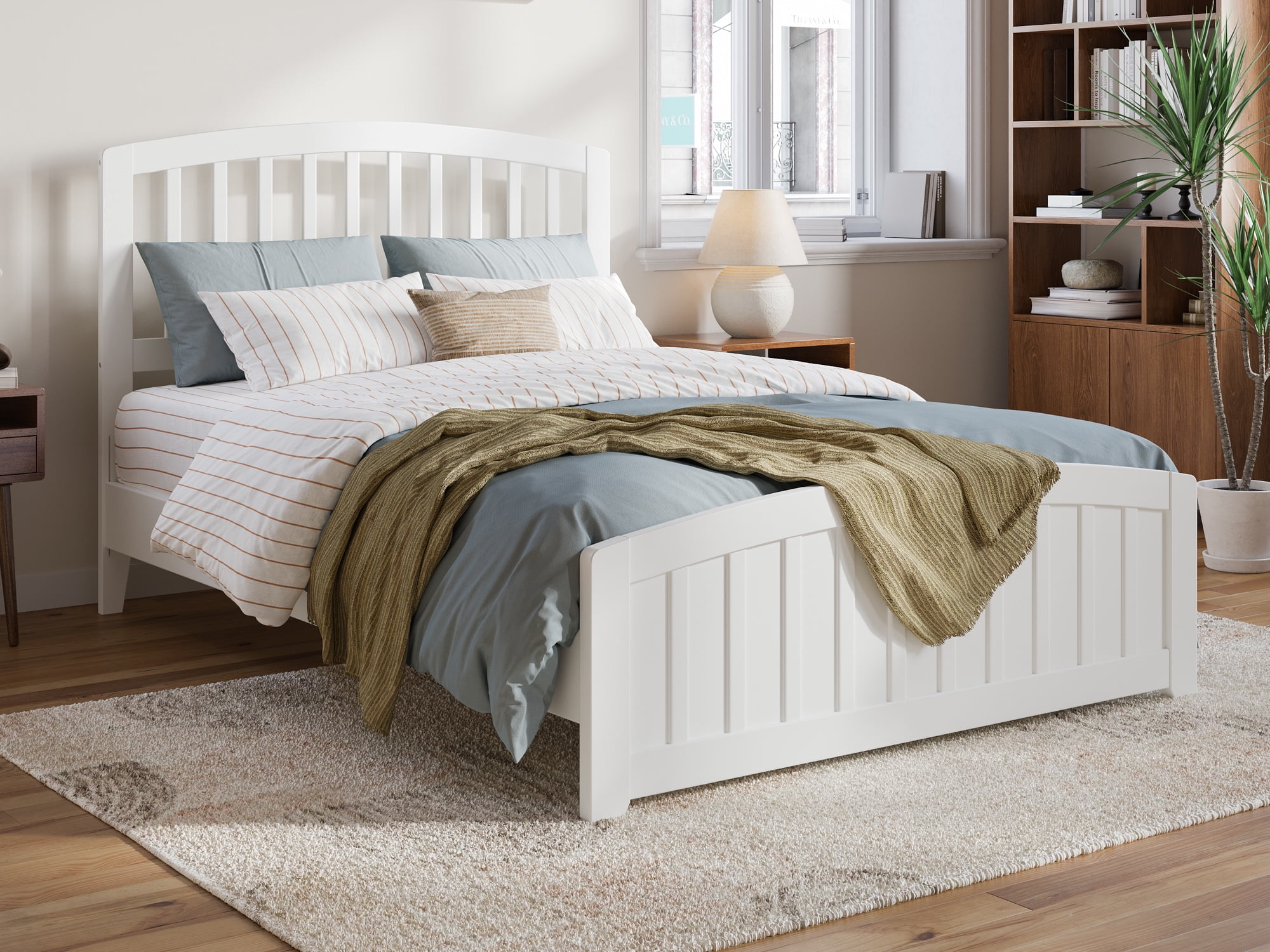 AFI Quincy Full Solid Wood Low Profile Platform Bed with Matching ...