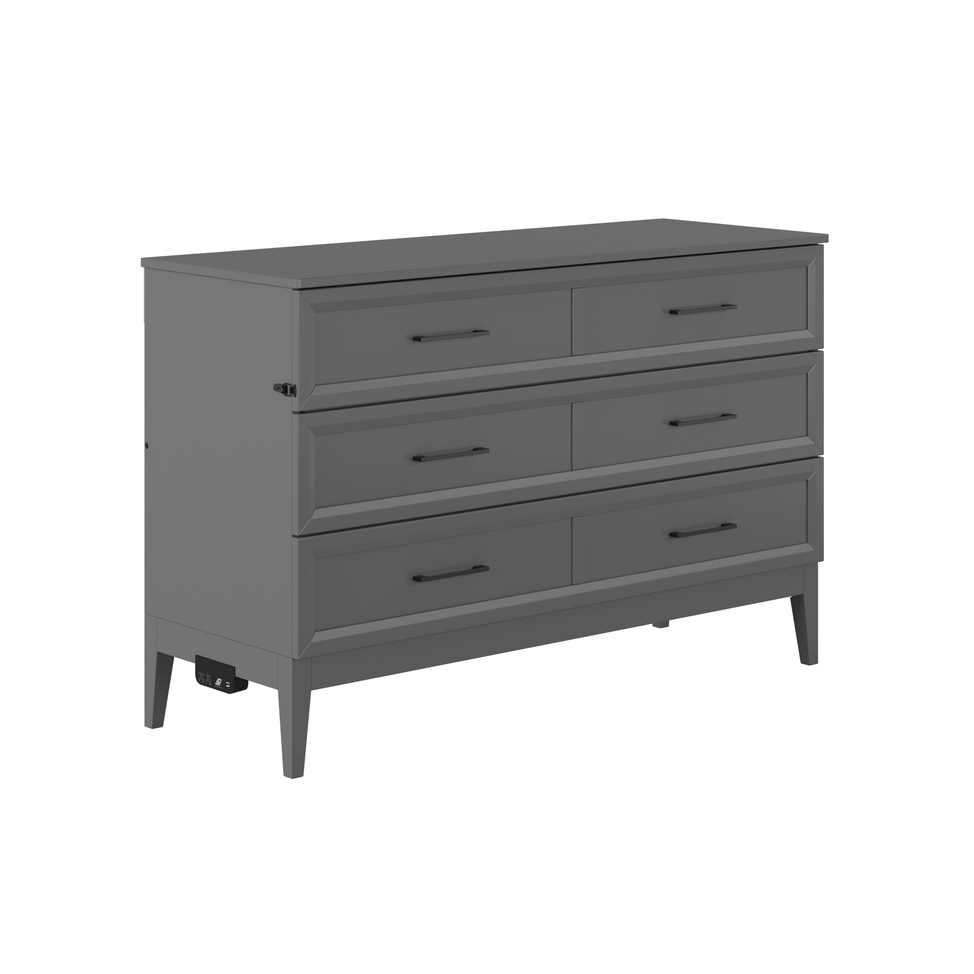 AFI Sienna Queen Wood Murphy Bed Chest with Built-in Charger, Grey ...