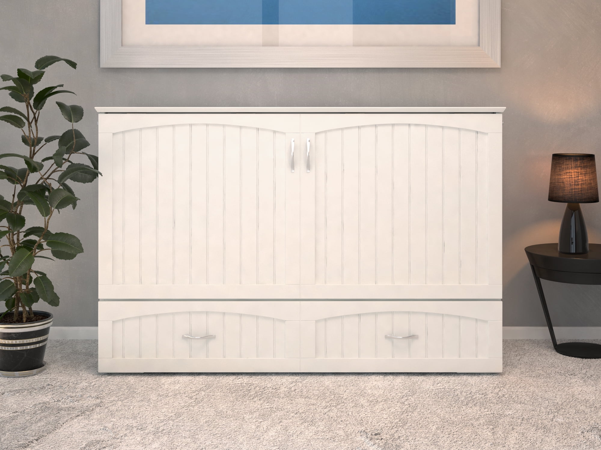 AFI Southampton Queen Solid Wood Murphy Bed Chest with Mattress, Drawer ...