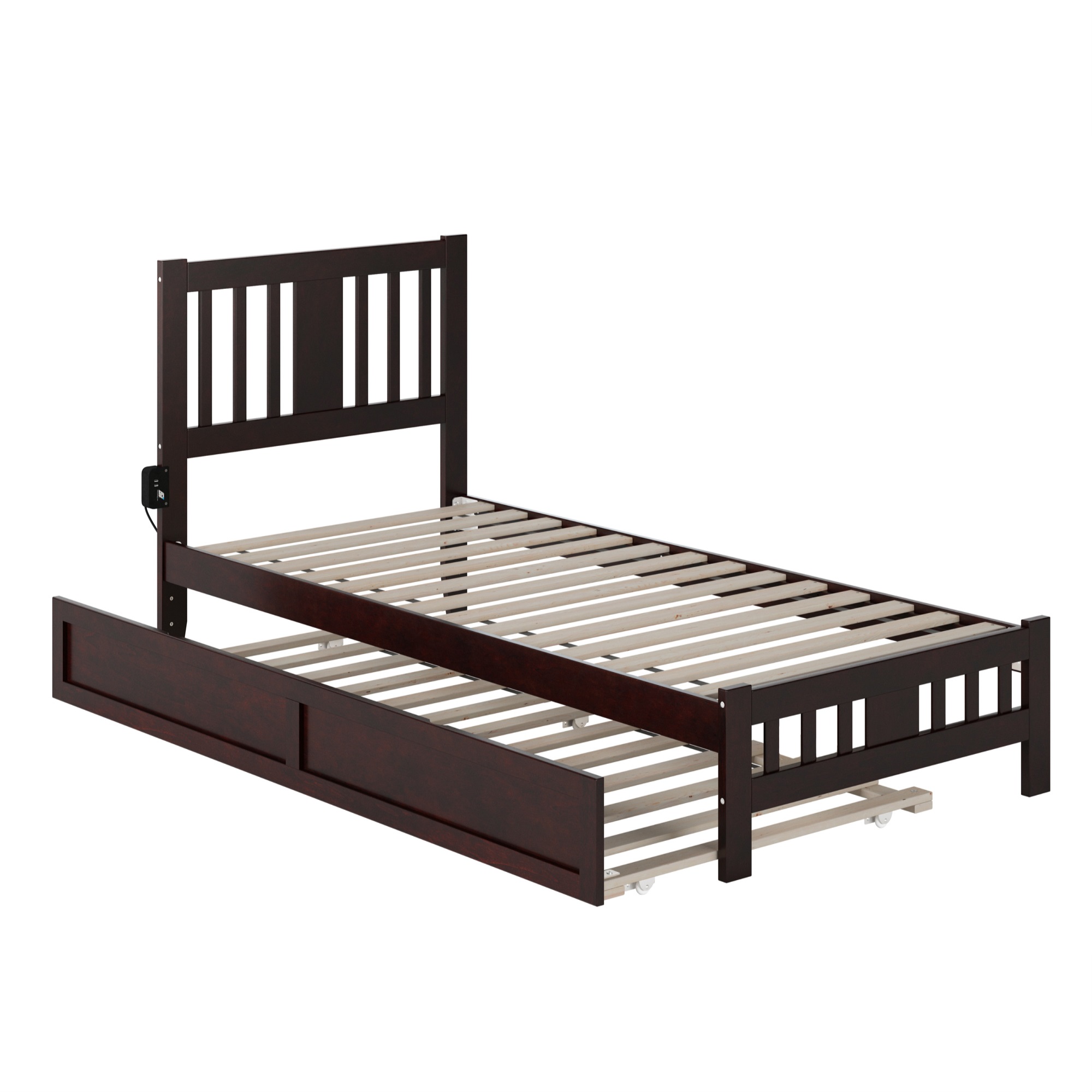 AFI Tahoe Twin XL Wood Platform Bed with Footboard & Twin XL Trundle in ...