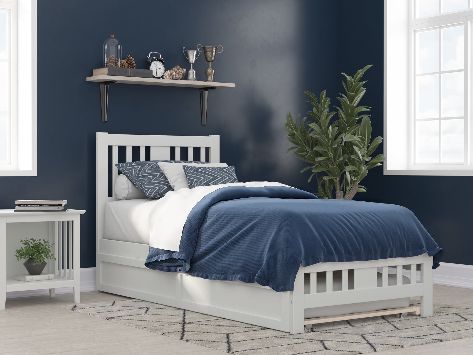 AFI Tahoe Twin-XL Wood Platform Bed with Headboard Footboard & Twin-XL ...