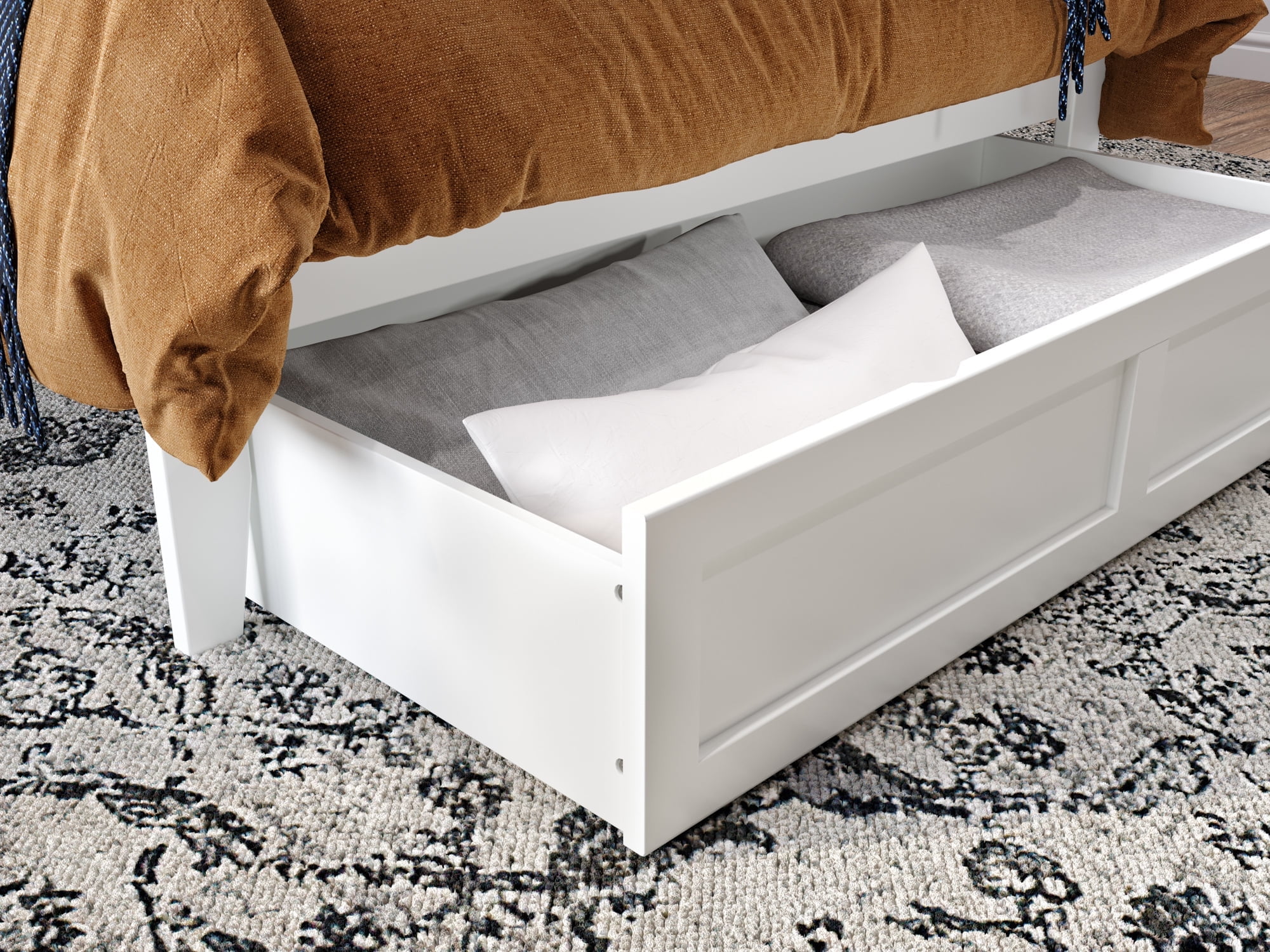 AFI Under Bed Storage Drawer for Queen Platform Bed, White, Hardwood ...
