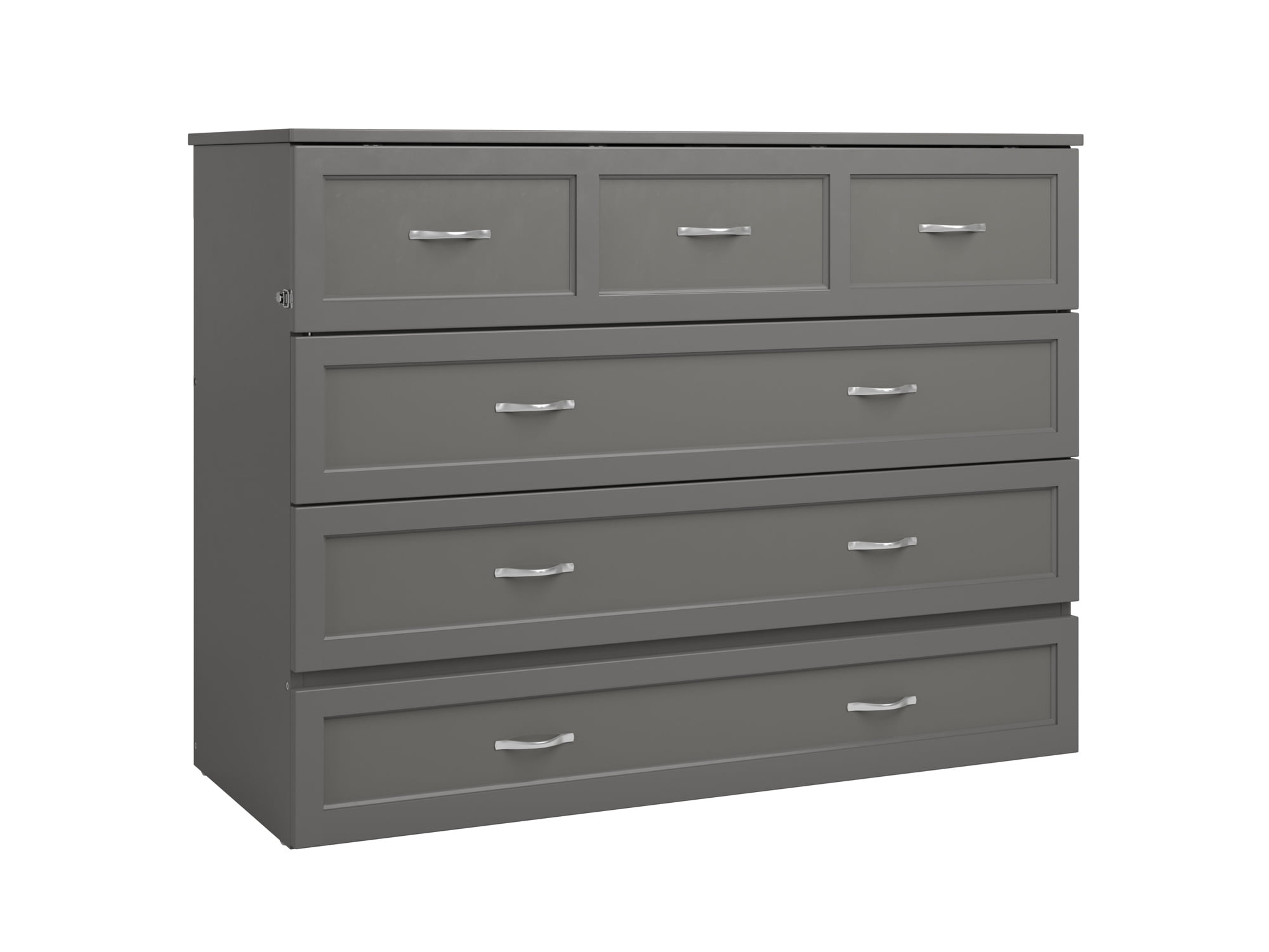 AFI Vivian Full Solid Wood Murphy Bed Chest with Drawer & Charger, Grey ...