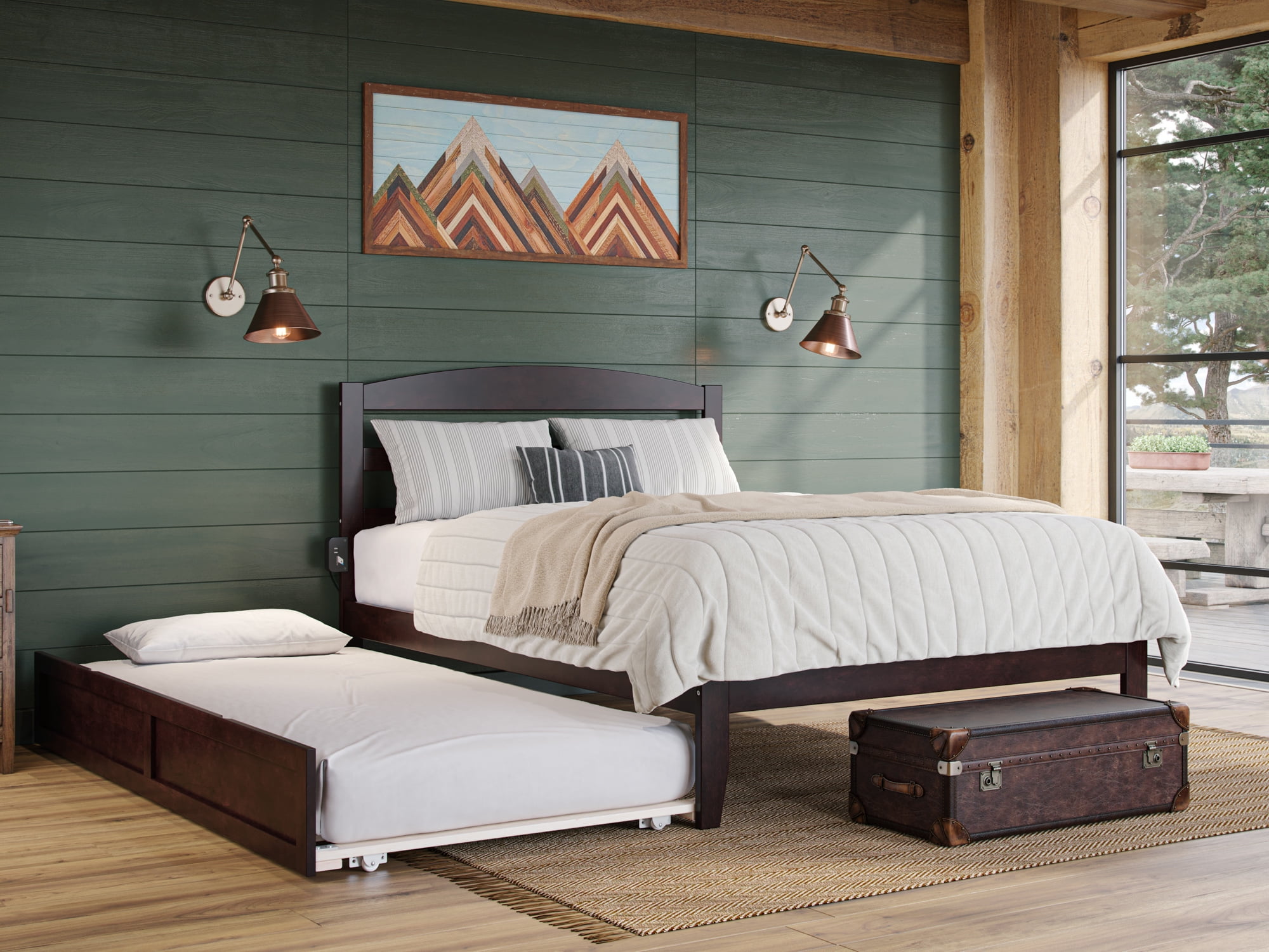 AFI Warren 14 Queen Wood Platform Bed Frame with Twin XL Trundle ...