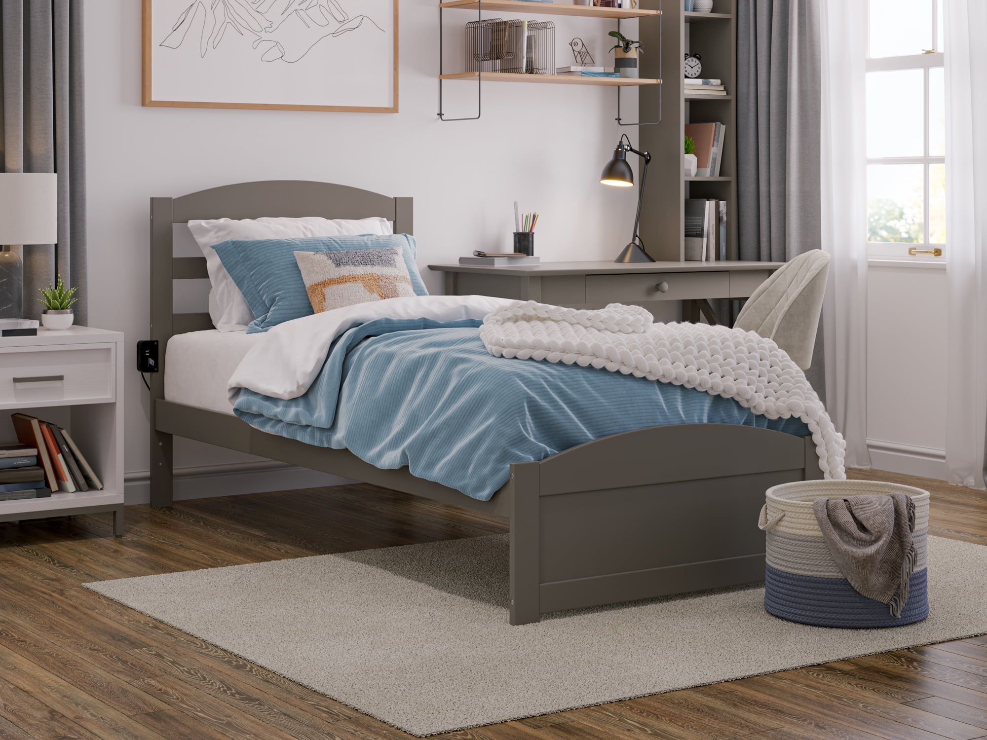 AFI Warren 14 Twin Wood Platform Bed Frame - No Box Spring Needed ...