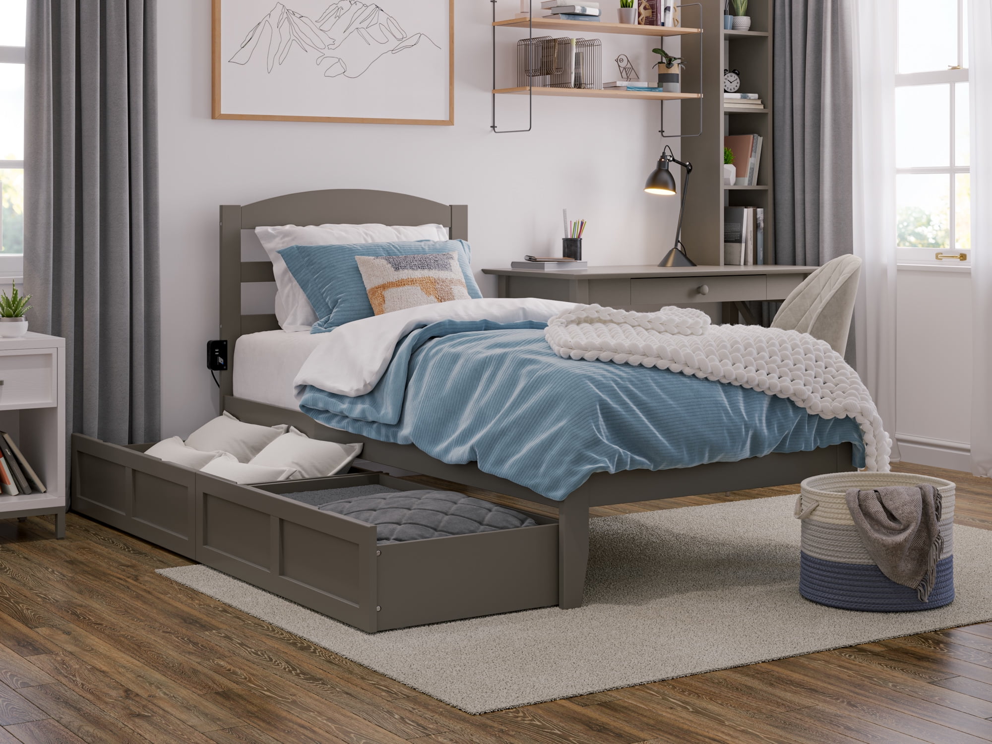 AFI Warren Twin Wood Platform Bed Frame with Storage Drawers - Walmart.com