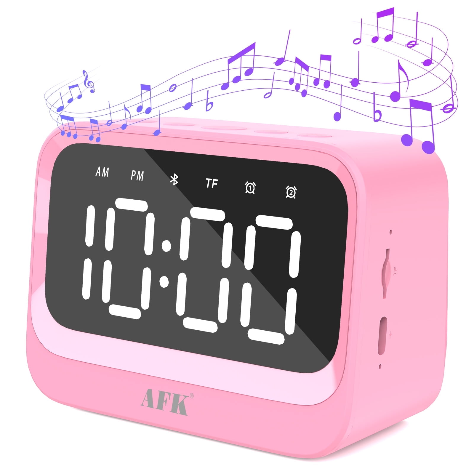 AFK Alarm Clock with Bluetooth Speaker for Bedroom, 4 Inch Large ...