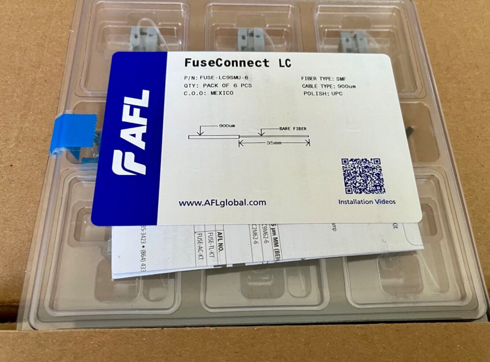 AFL FuseConnect LC UPC Fiber Optic Connector, FUSE-LC9SMU- 6 Pack - Walmart.com