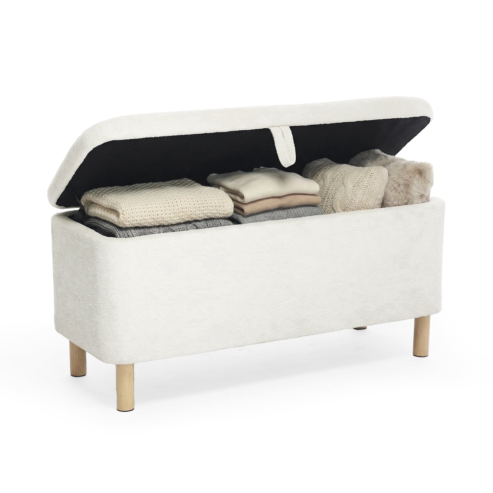 AFO 40" Storage Ottoman Bench, Large 80L End of Bed Bench with Safety ...