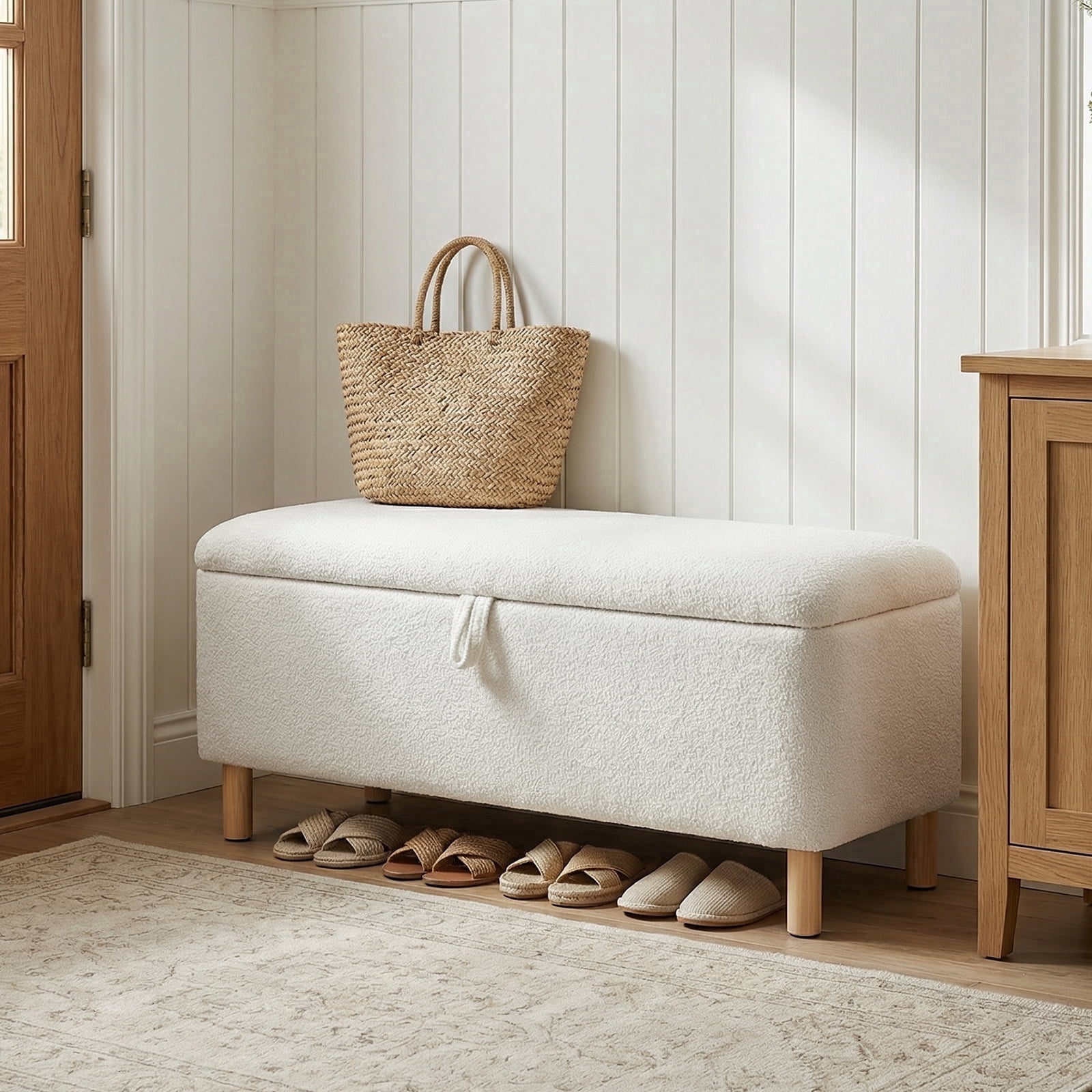 AFO 40" Storage Ottoman Bench Set of 2, Large 80L End of Bed Bench with ...
