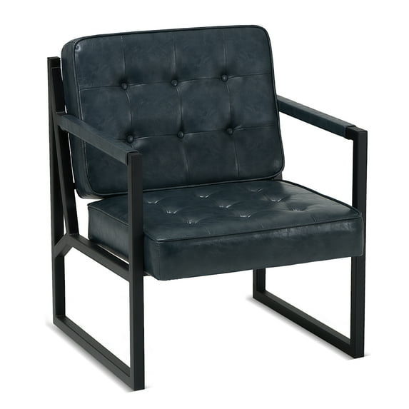 AFO Mid-Century Modern Accent Chair, Upholstered Leather Armchair with ...