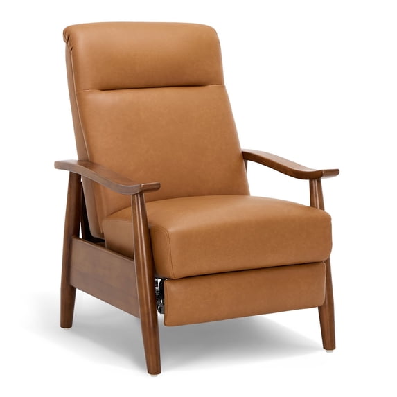 AFO Mid Century Modern Recliner Chair, Leather Push Back Armchair with ...